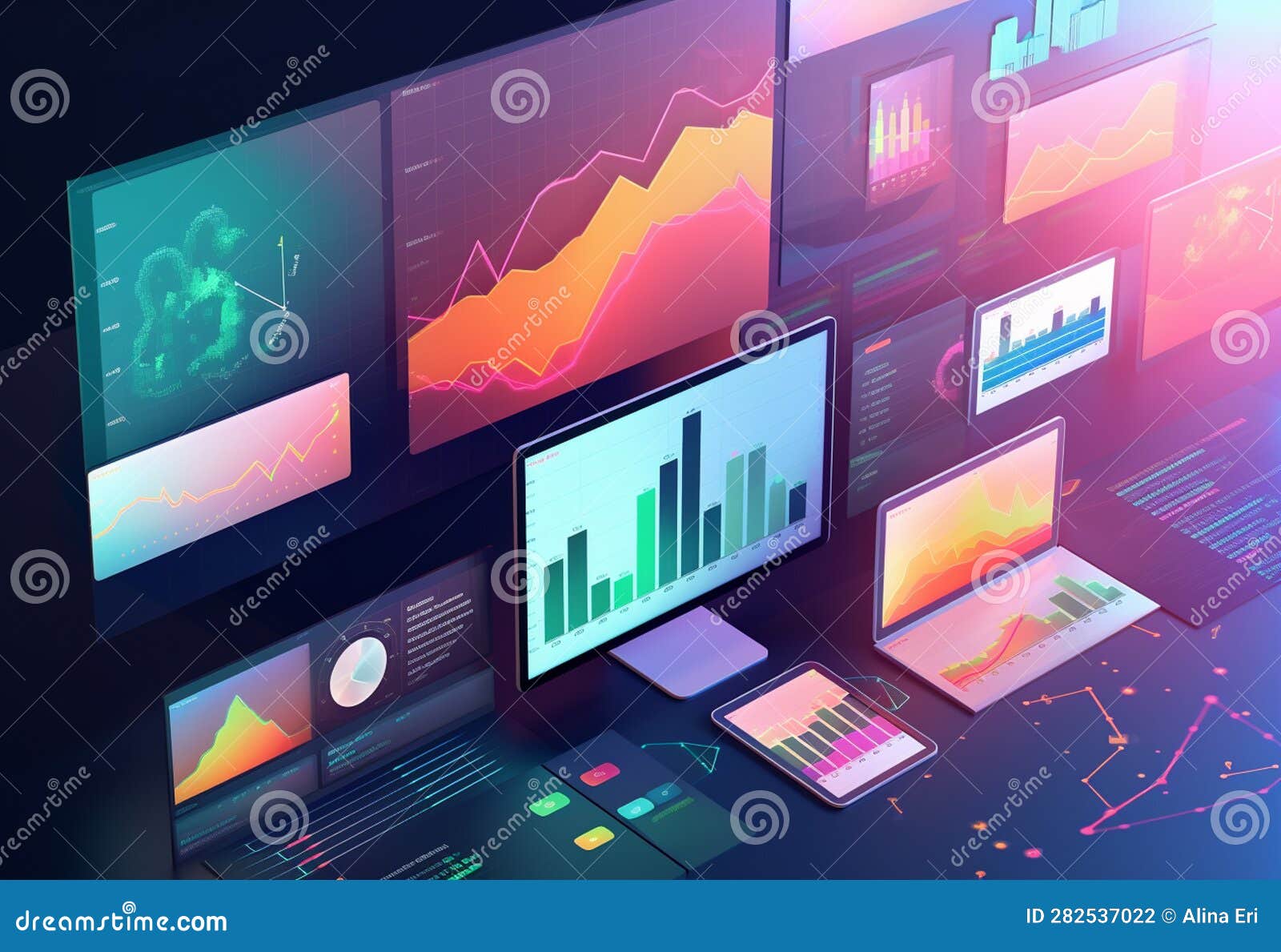 Screens with Variety Modern Data Analytics Statistics Information ...