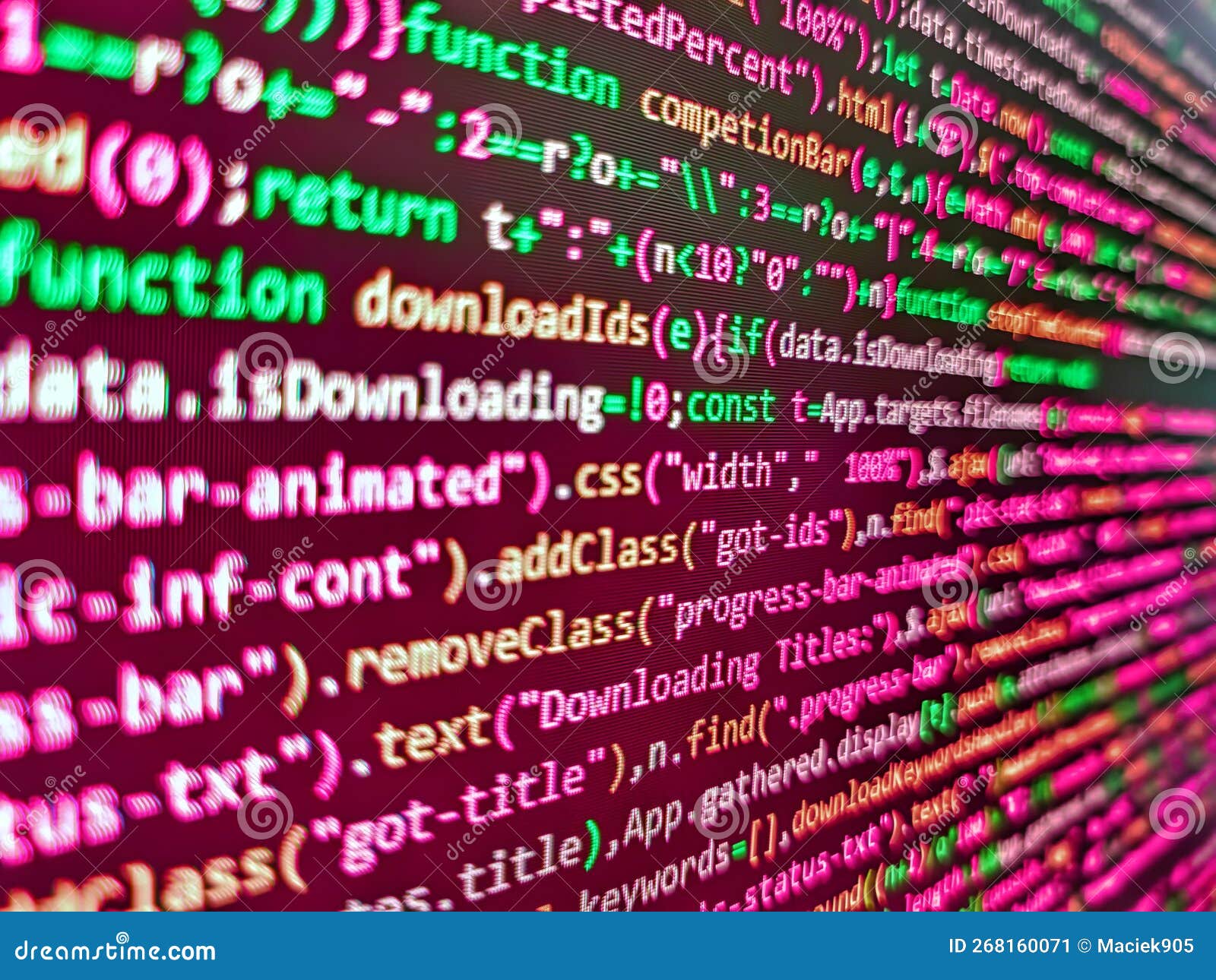 Screenshot With Random Parts Of Program Code Developer Working On Source Codes On Computer At