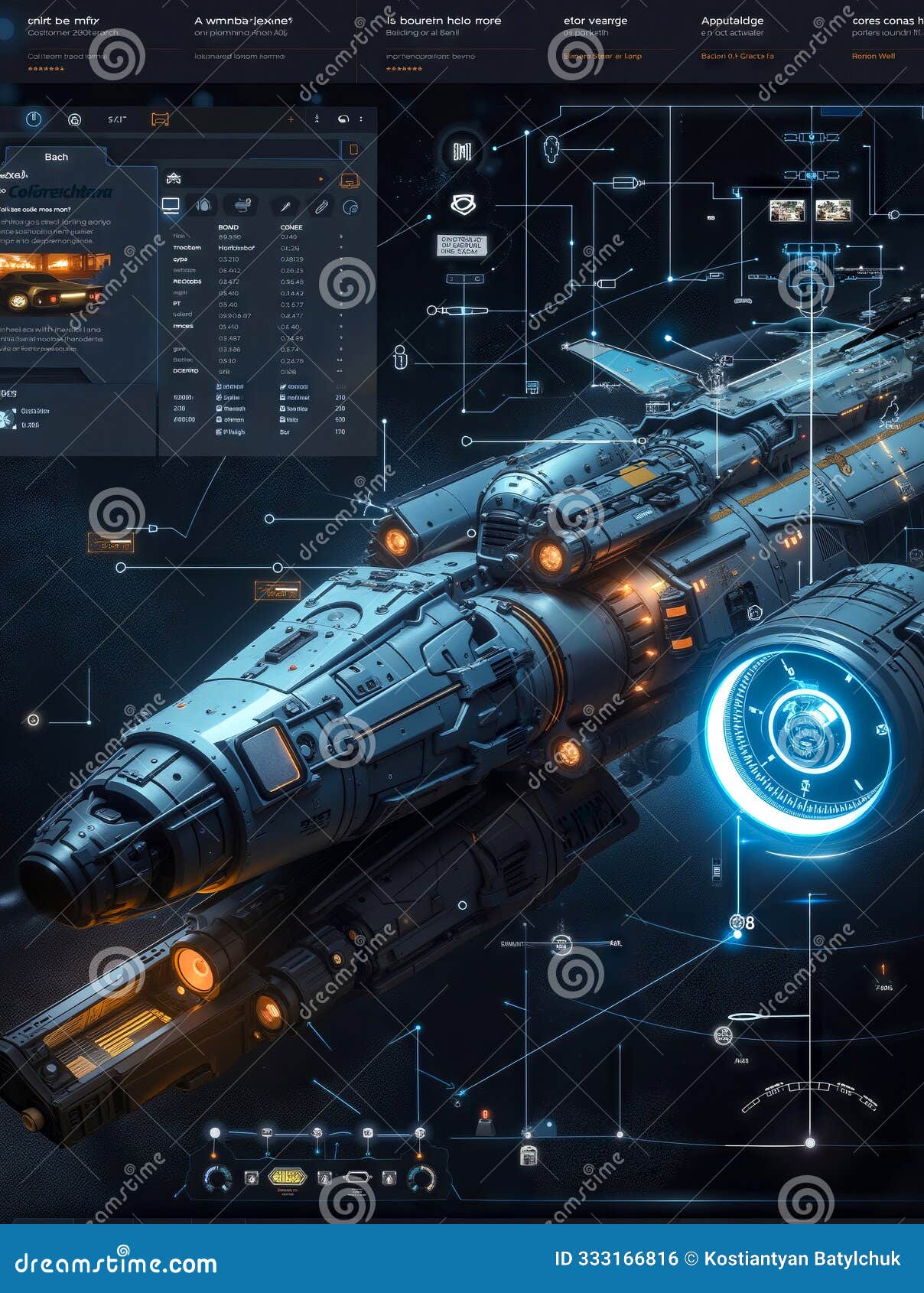 A Screenshot of a Spaceship with a Futuristic Interface on it Stock ...
