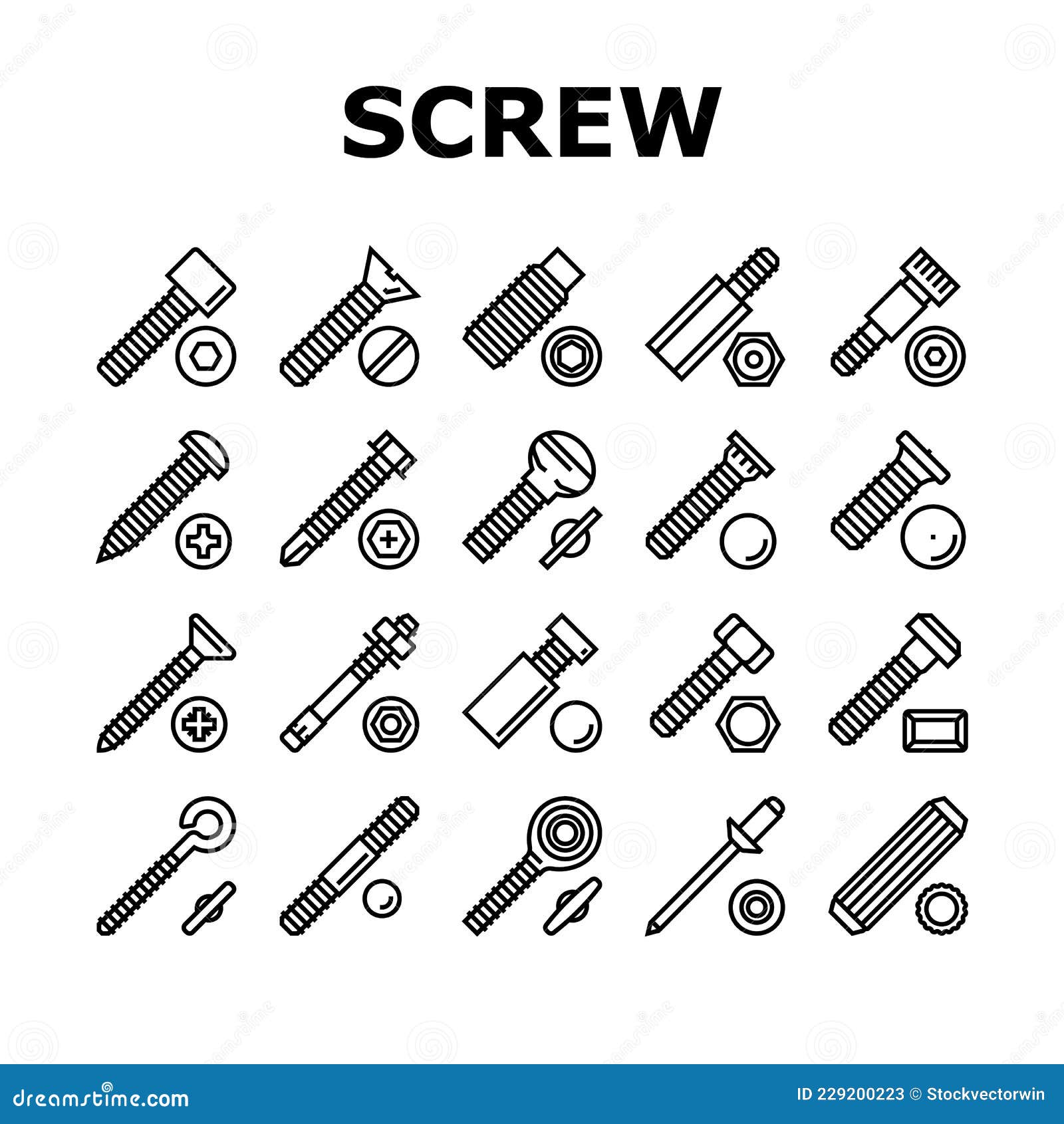 And Bolt Building Accessory Icons Set Vector Stock Vector ...