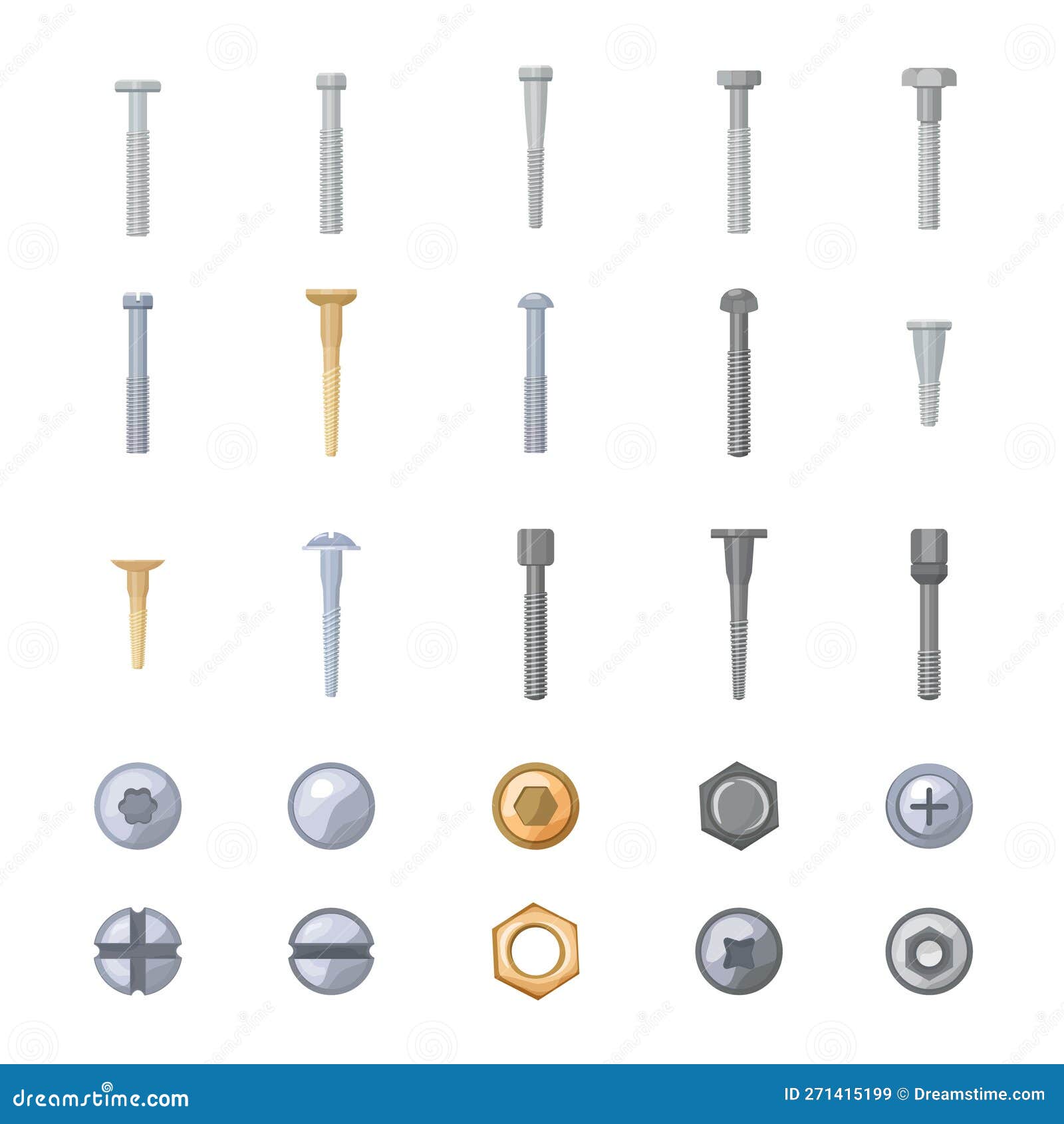 Screw-bolt Icons Set Cartoon Vector. Head Stock Vector - Illustration ...