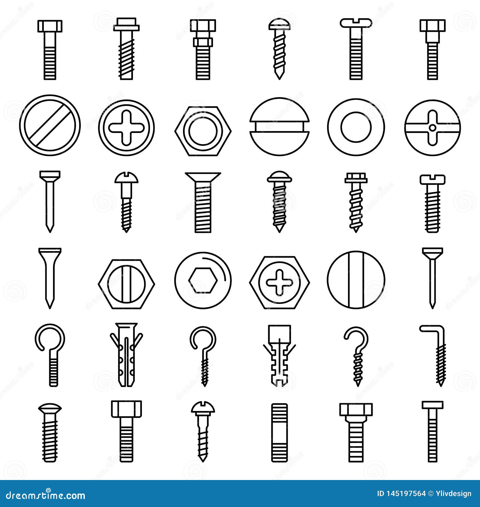 Screw-bolt Icons Set, Outline Style Stock Vector - Illustration of ... Screw-bolt Icons Set, Outline Style Stock Vector - Illustration of ...