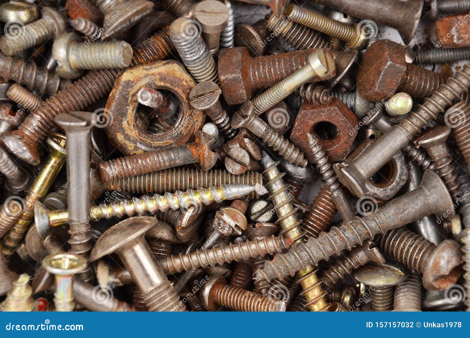 Screw, bolt and nut stock photo. Image of hardware, nail - 157157032