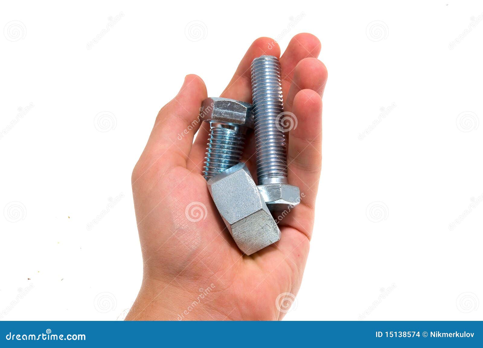 Screw-bolts And Nuts In Hand Of Man Stock Photo - Image of building ...