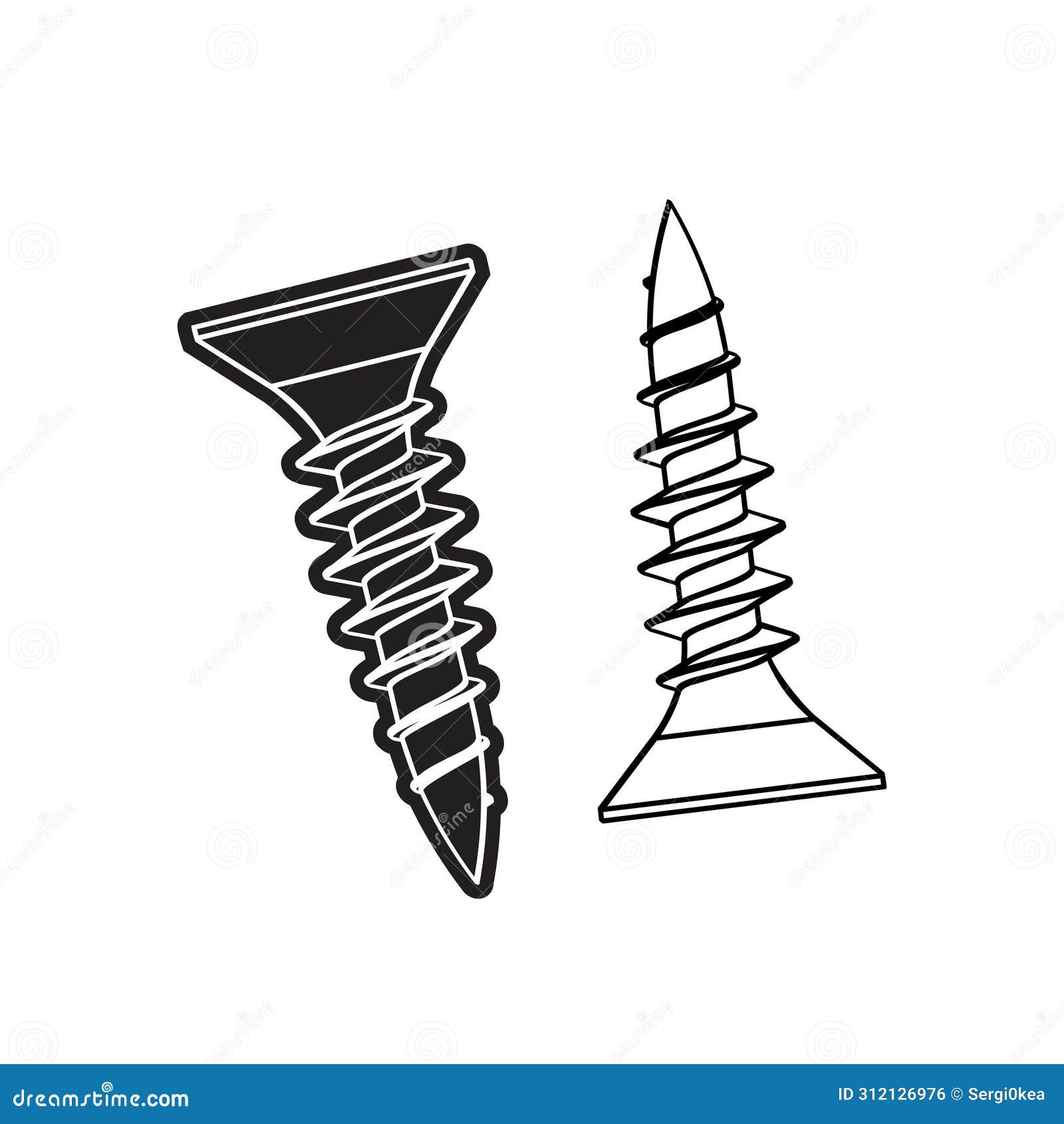 Self-tapping Countersunk Head Stock Vector - Illustration of hardware ...