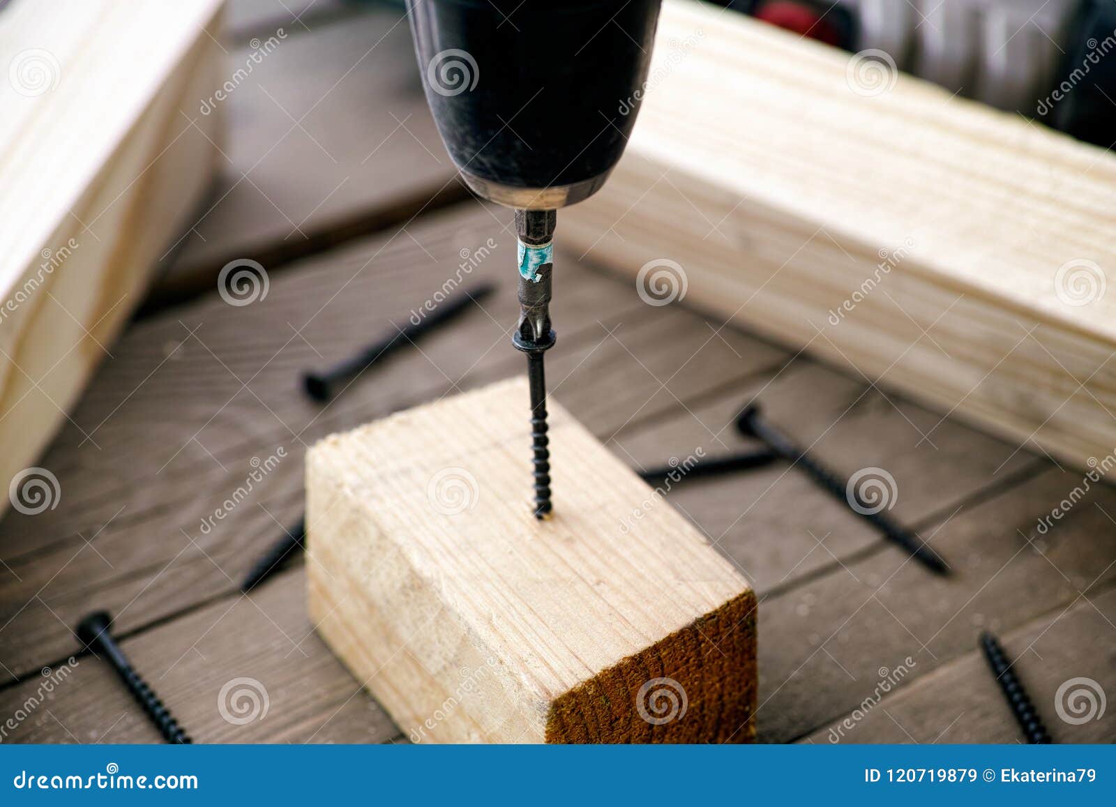 Drill with on Crafting Table. Stock Image - Image of drill, torque ...