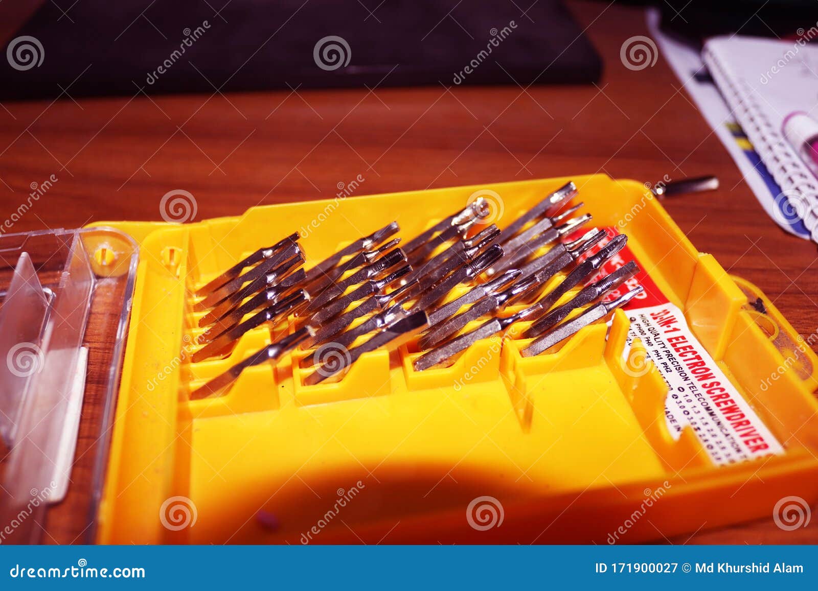 Driver Set on Yellow Box.Interchangeable Screwdriver Set with Different ...