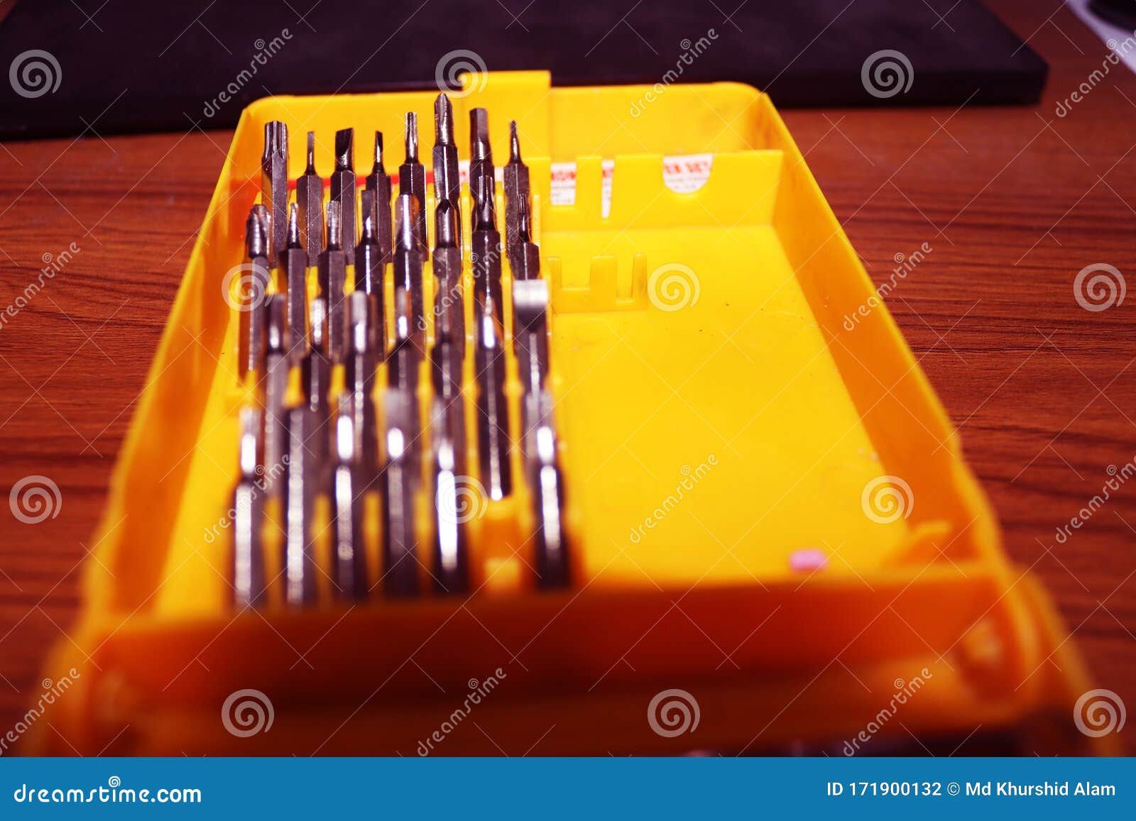 Driver Set on Yellow Box.Interchangeable Screwdriver Set with Different ...