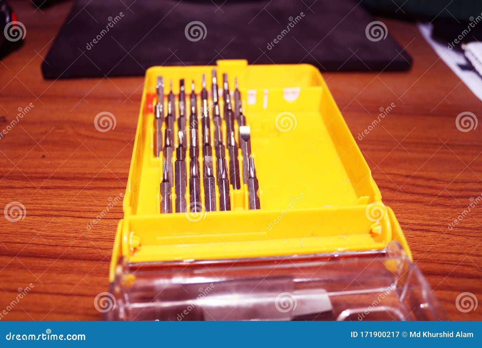 Driver Set on Yellow Box.Interchangeable Screwdriver Set with Different ...
