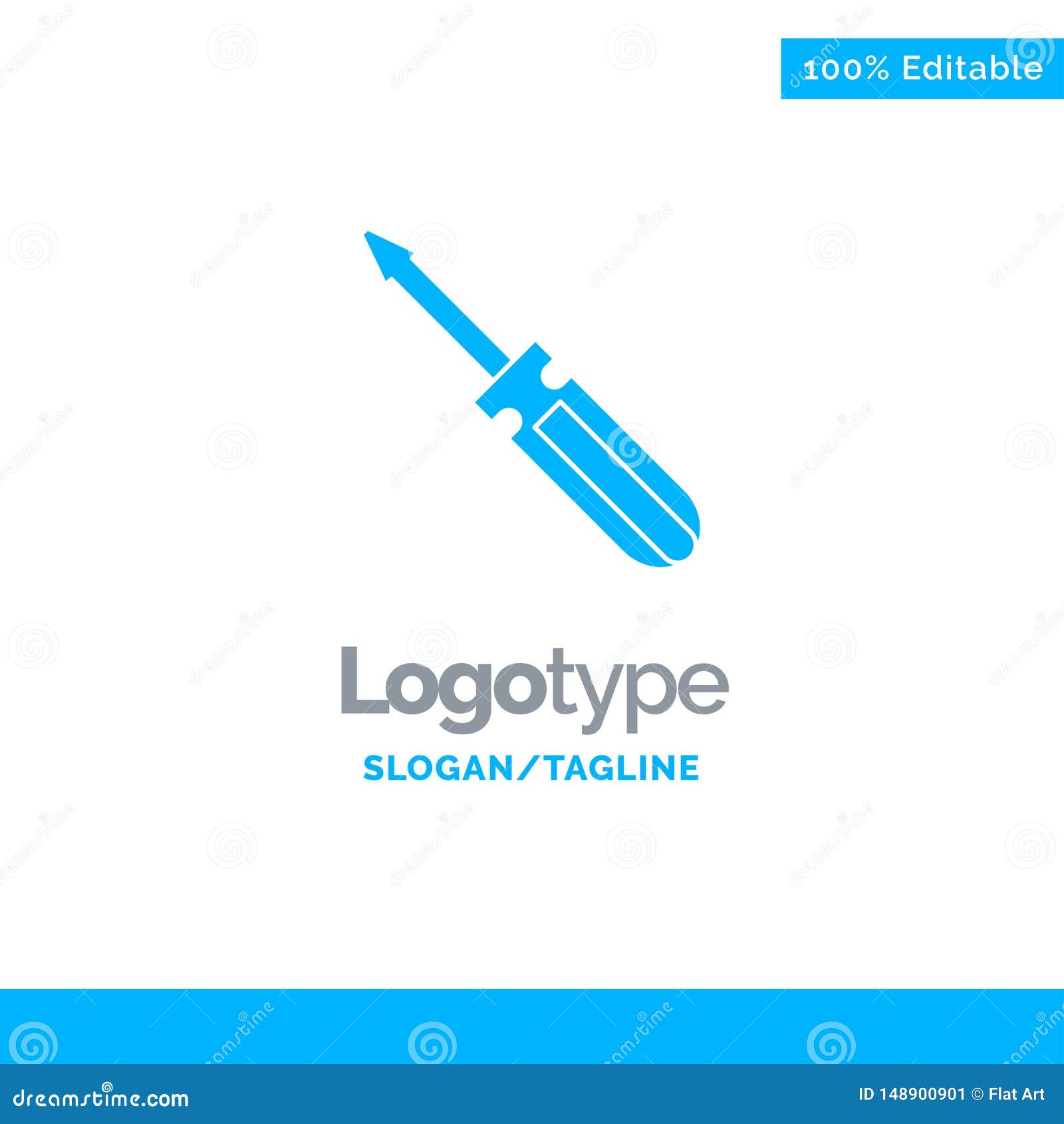 Screw, Driver, Tool, Repair, Tools Blue Solid Logo Template. Place for ...