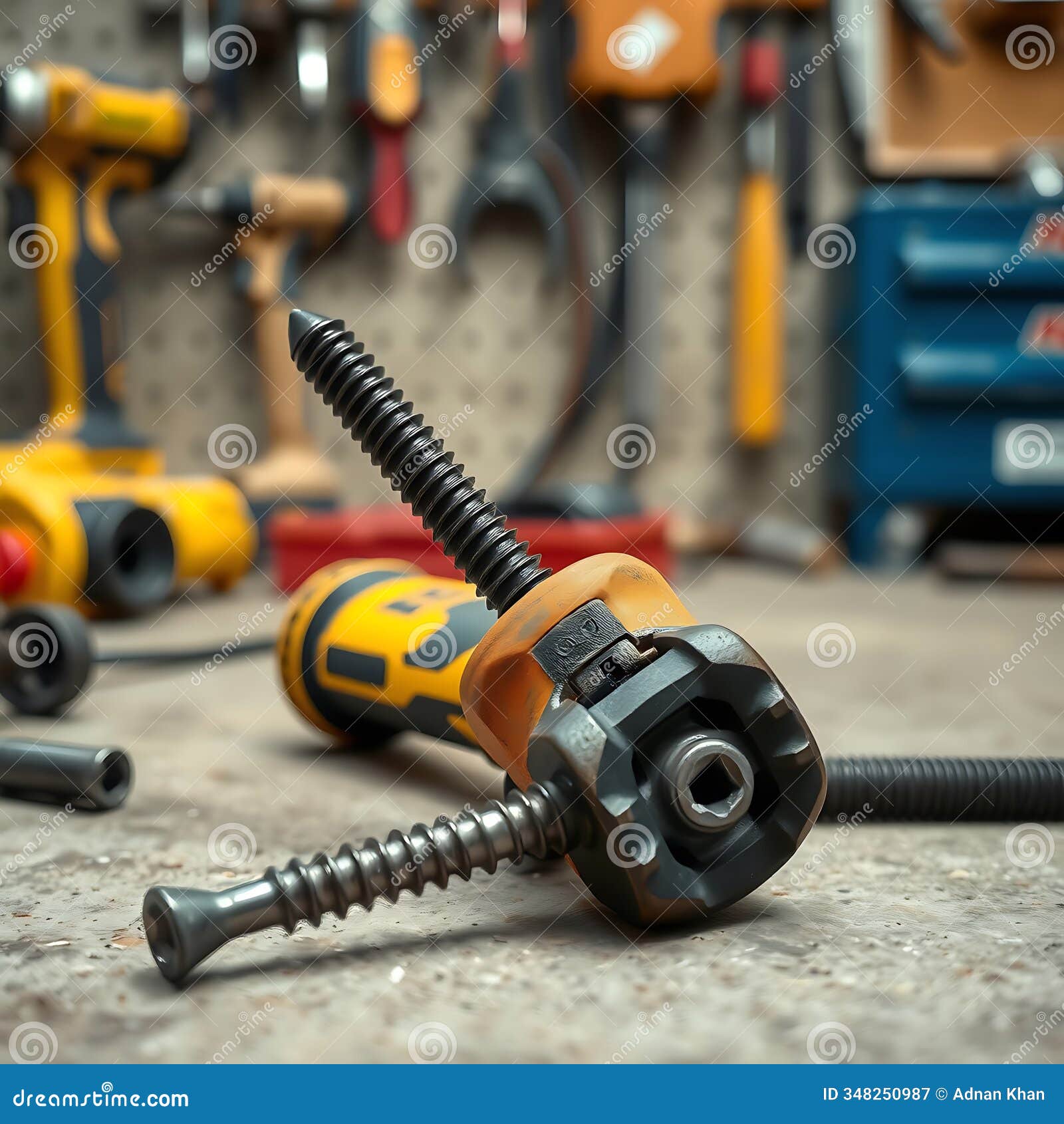A Extractor Tool Resting on a Concrete Floor with a Blurred Background ...