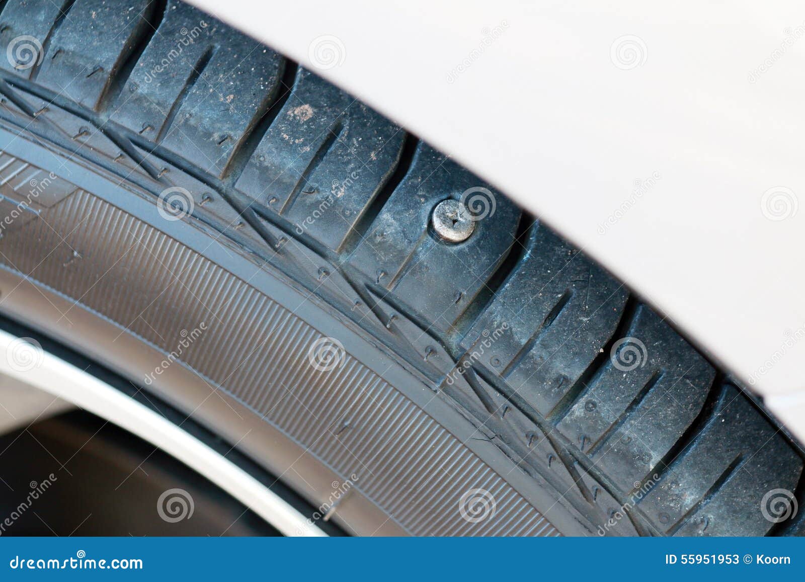 Nail puncturing tire. stock image. Image of tires, tyre - 55951953