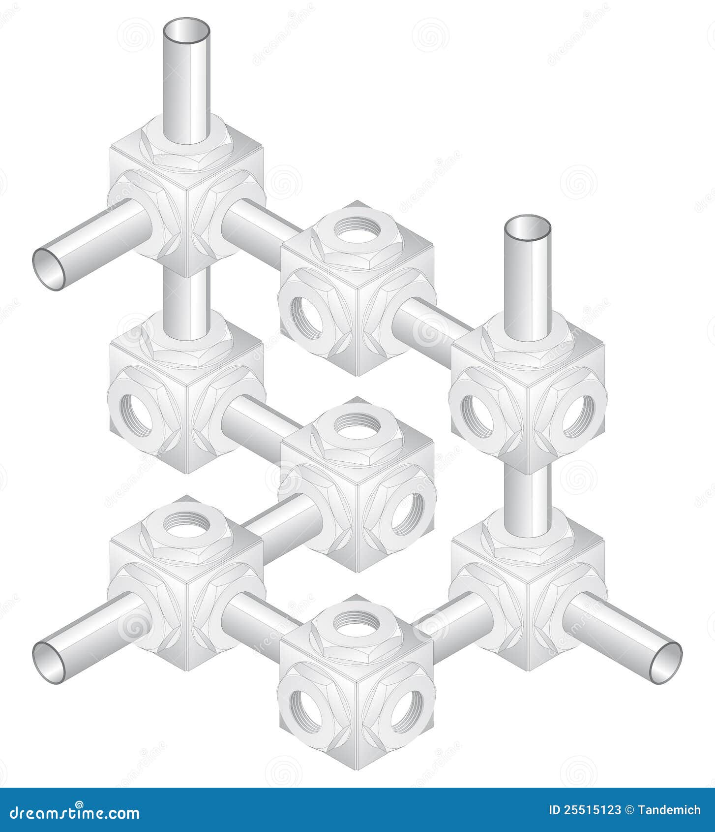 Screw-nut, Isometric Projection, Engineering Graph Stock Illustration ...