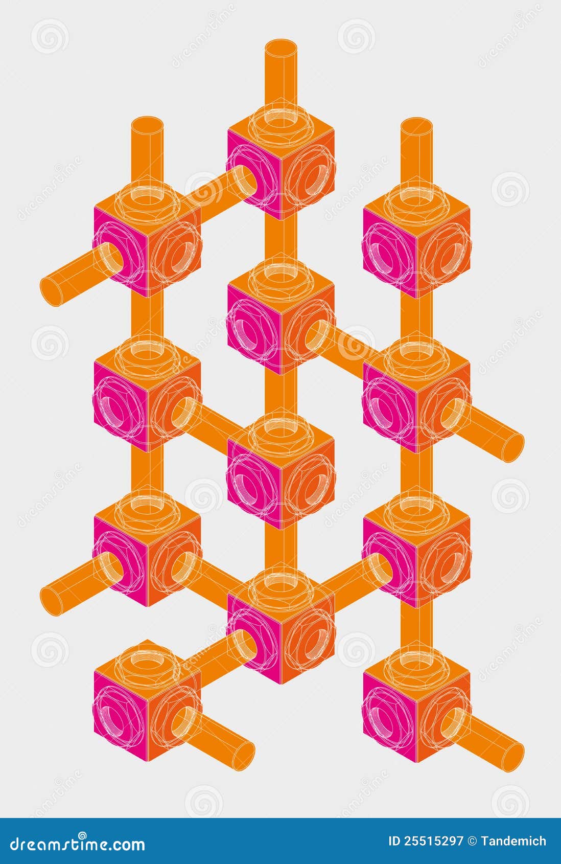 Screw-nut, Isometric Projection, Engineering Graph Royalty-Free Stock ...