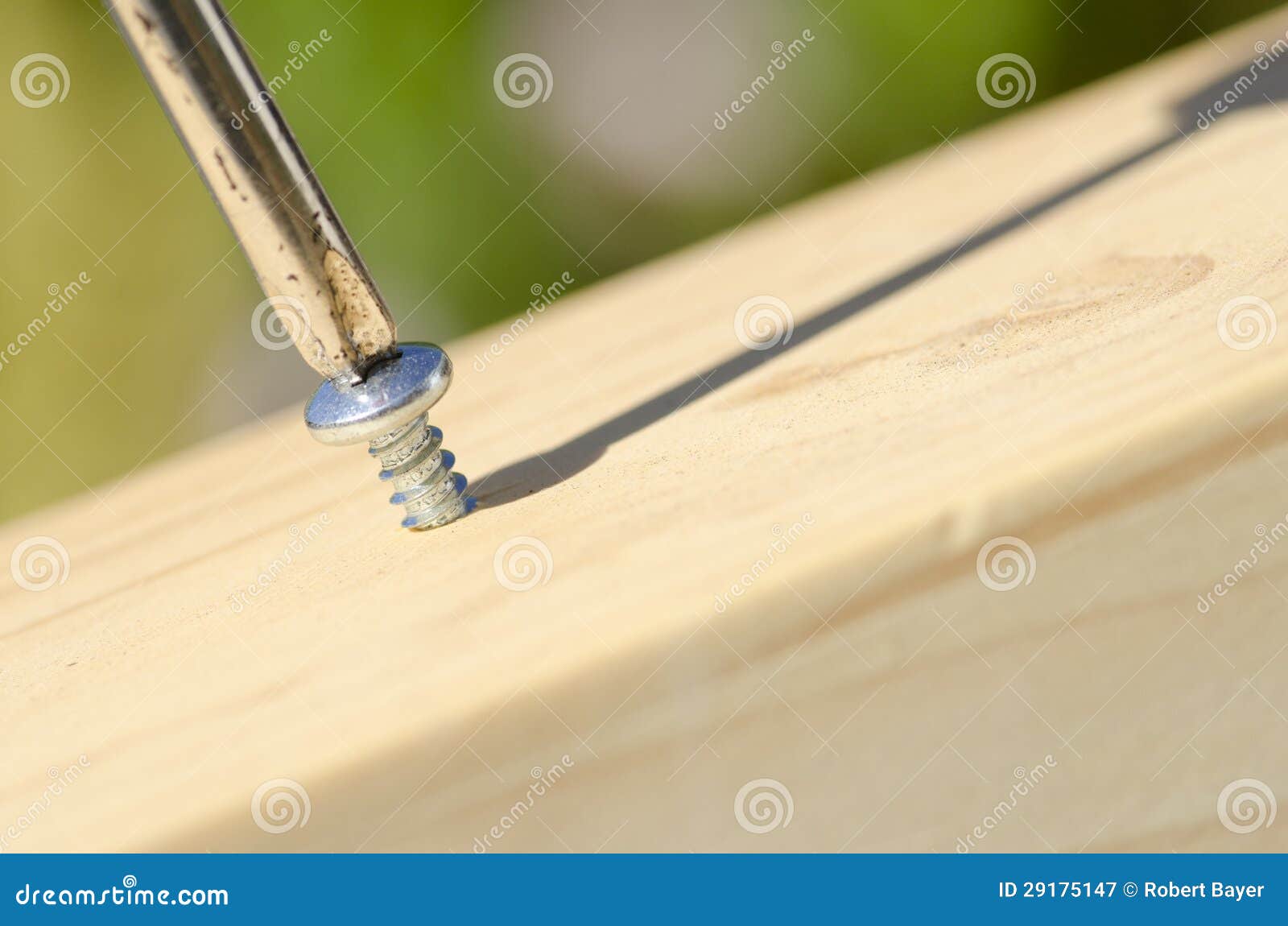 And Screwdriver in Wood Surface Stock Image - Image of surface, wood ...