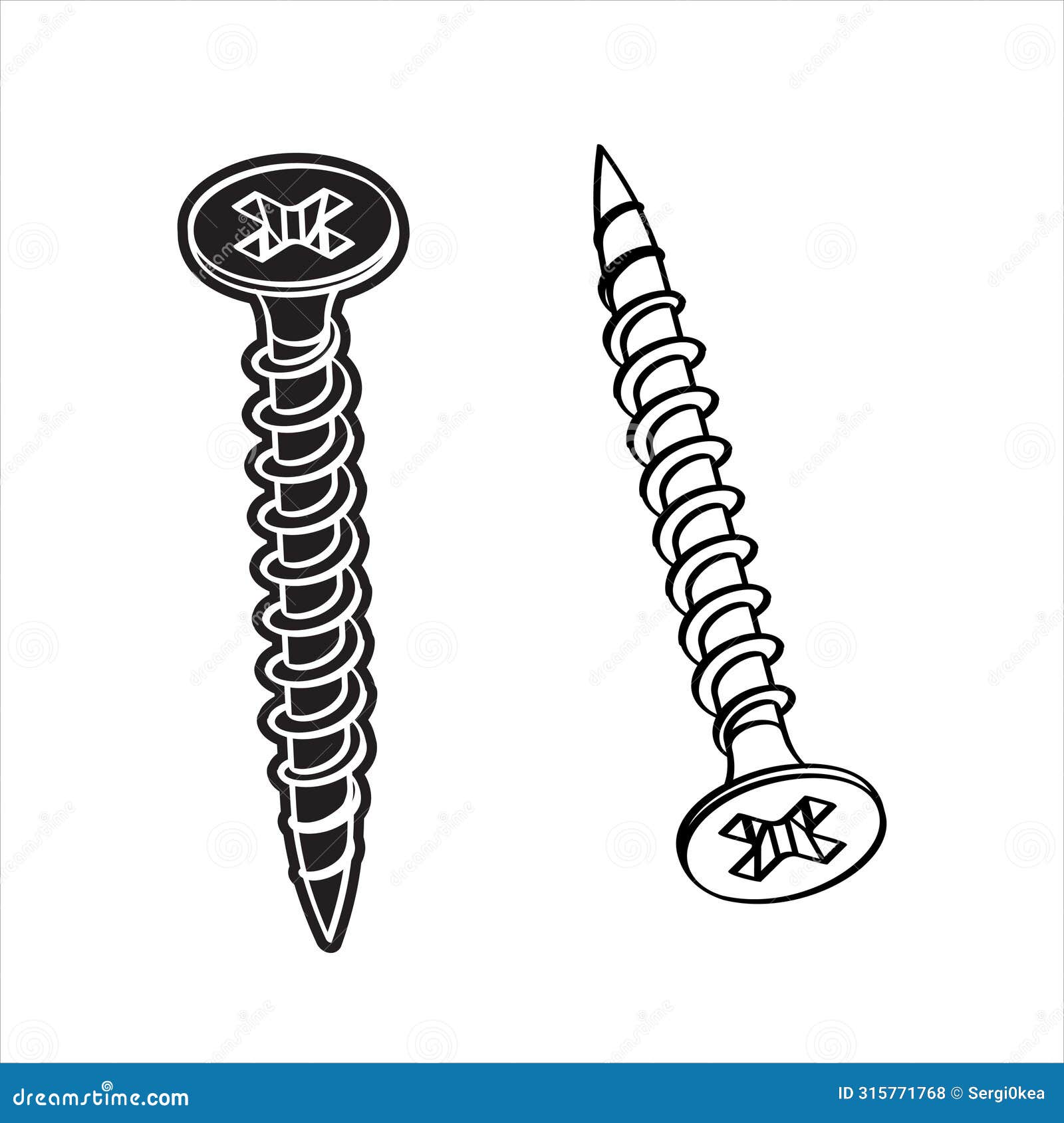 Screw, Silhouette Illustration Countersunk Head Stock Vector ...