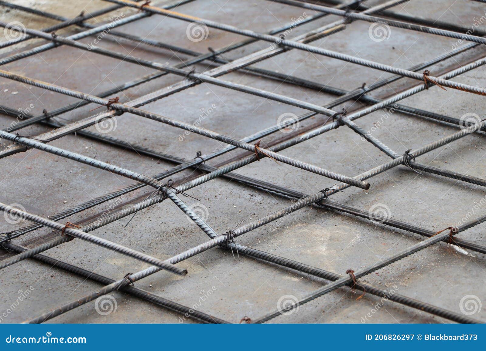 Screw Thread Steel Bar Framework In The Construction Site. Steel Rebars ...