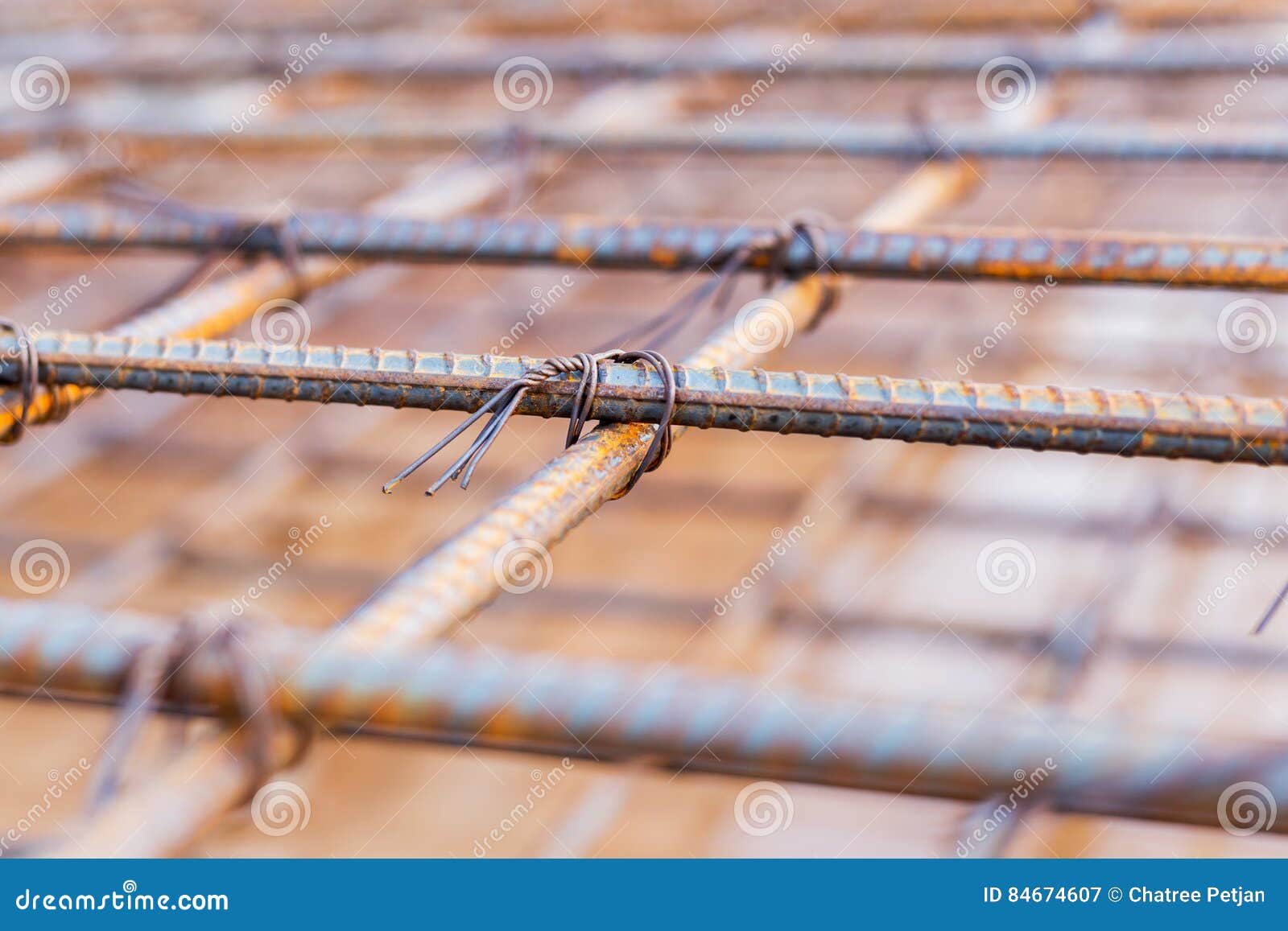 Screw Thread Steel Bar Framework In The Construction Site. Steel Rebars ...