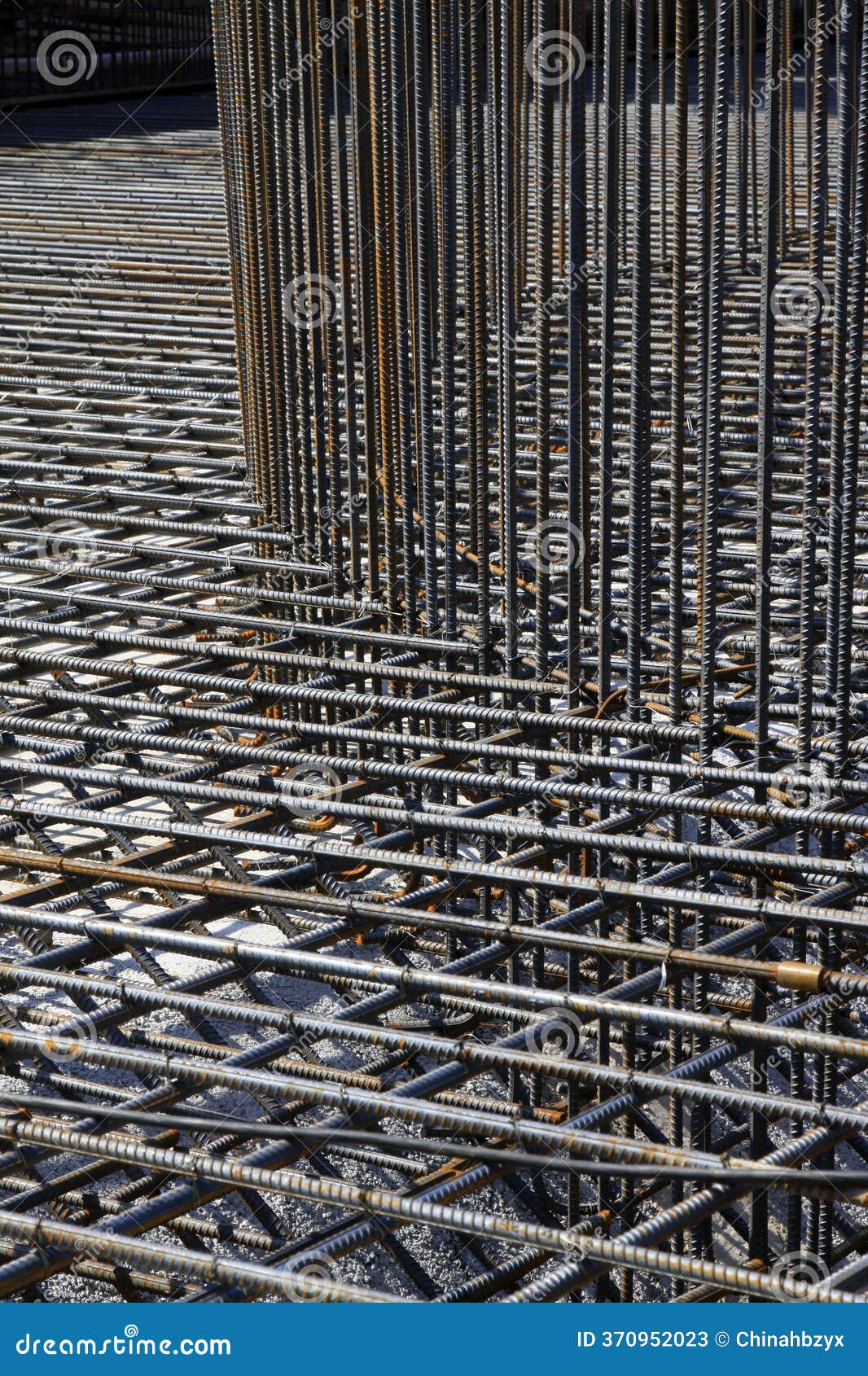 Screw Thread Steel Bar Framework In The Construction Site. Steel Rebars ...