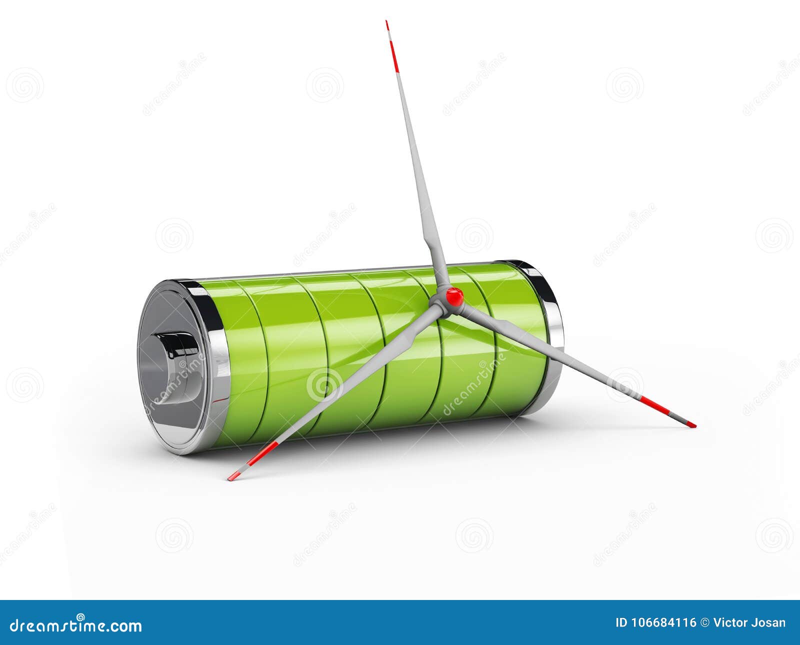 From a Windmill with Full Green Battery, Isolated White 3d Illustration ...