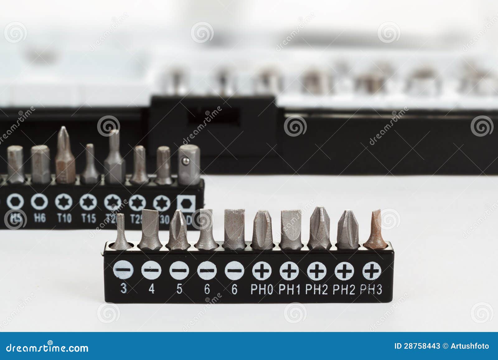 Screwdriver Bit Set on White with Clipping Path Stock Image - Image of ...