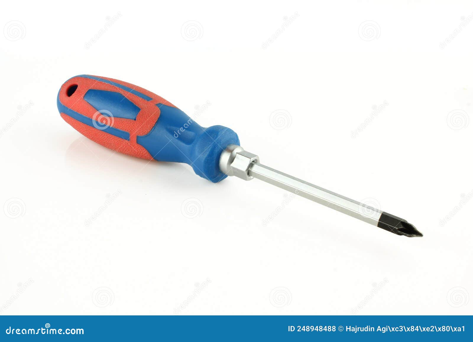 Screwdriver with Blue and Red Handle Isolated on White Background Stock ...