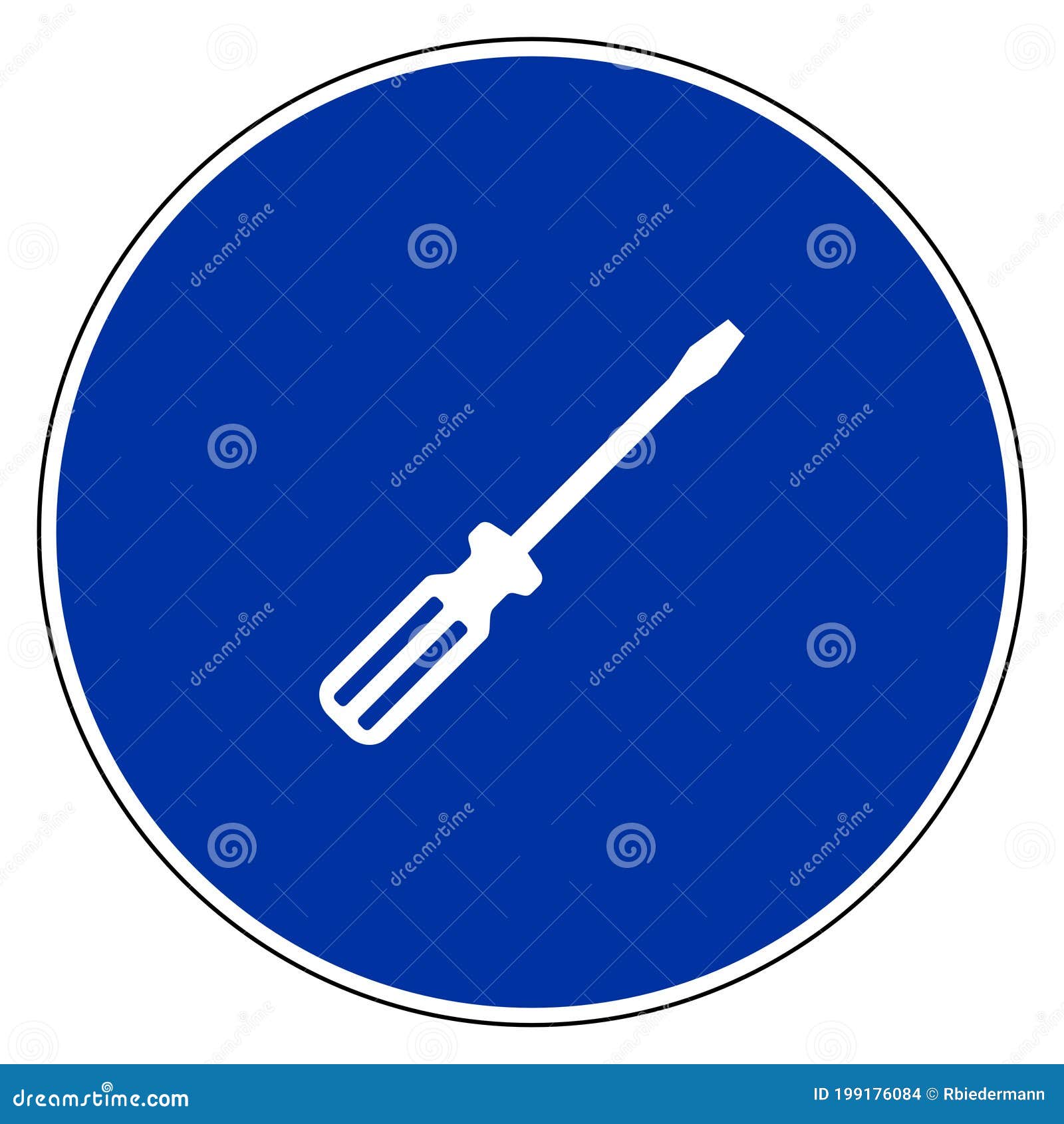 Screwdriver and blue sign stock vector. Illustration of work - 199176084