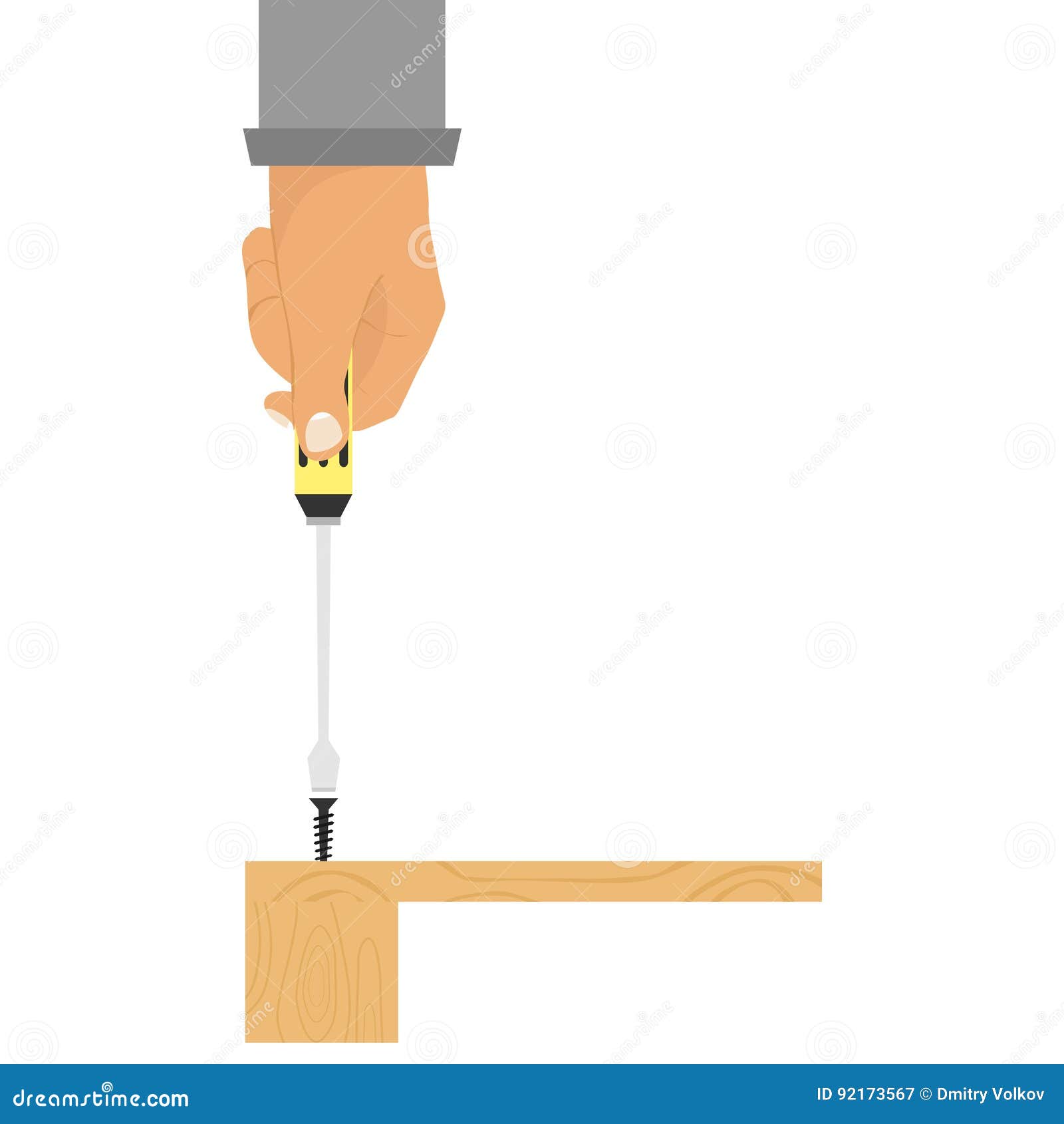 Screwdriver in Hand, Hand Twisting the Stock Vector - Illustration of ...