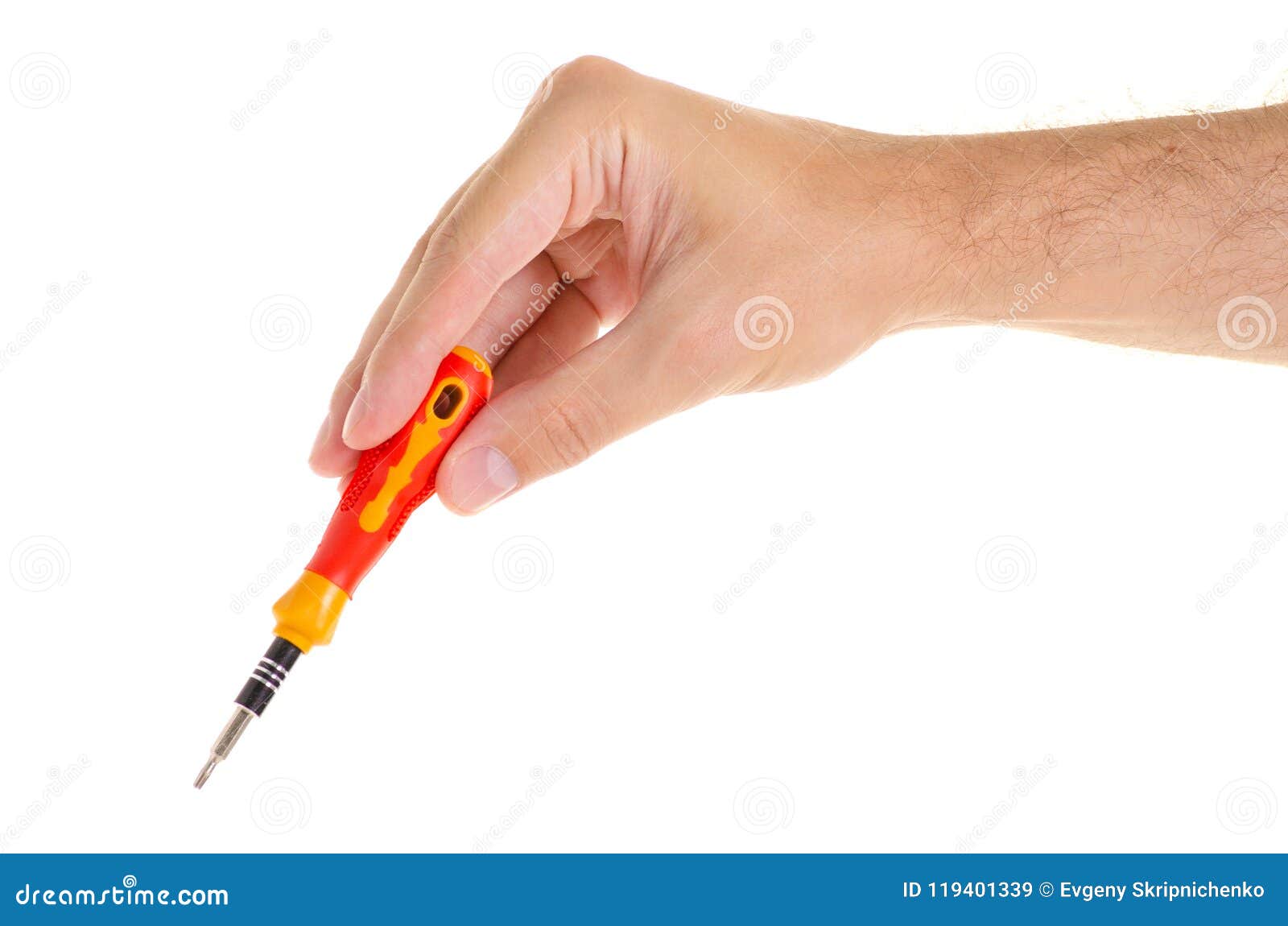 The screwdriver in hand stock image. Image of manual - 119401339