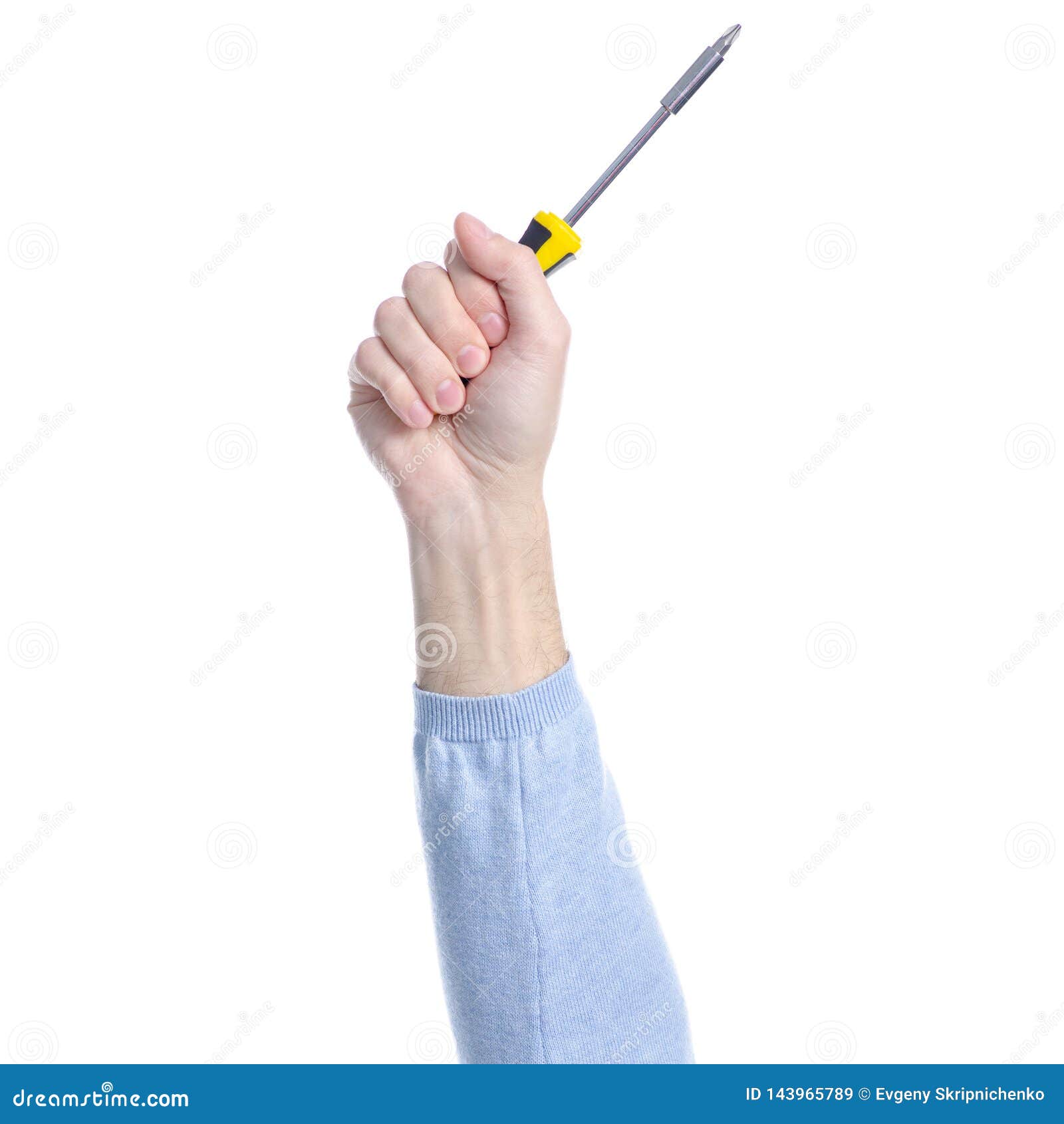 Screwdriver in hand stock image. Image of improvement - 143965789