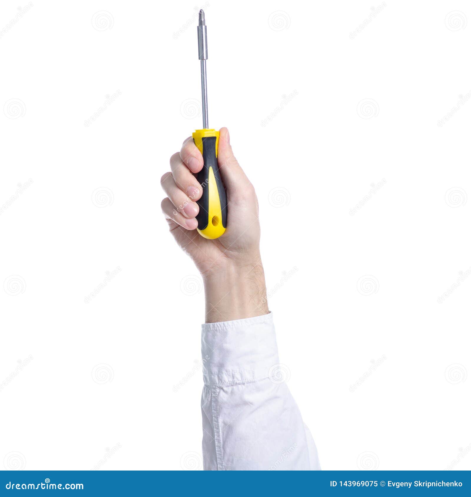 Screwdriver in hand stock image. Image of plastic, manual - 143969075