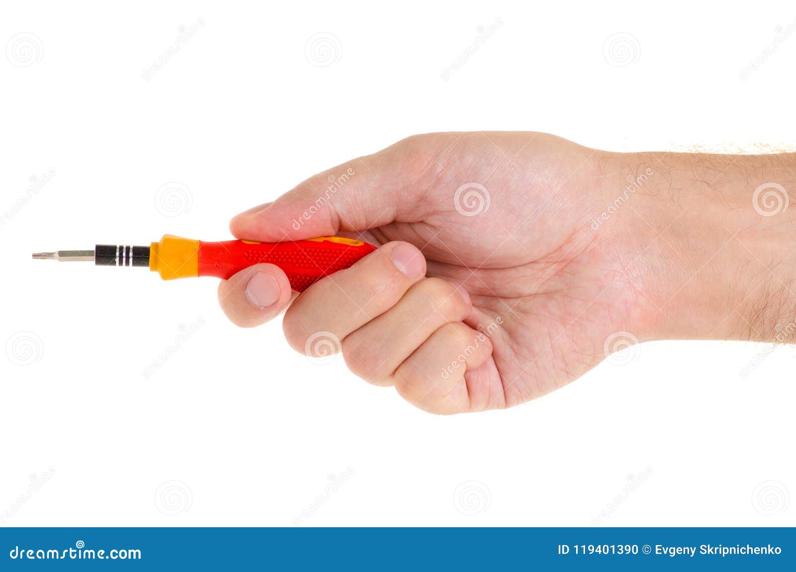The screwdriver in hand stock photo. Image of carpentry - 119401390