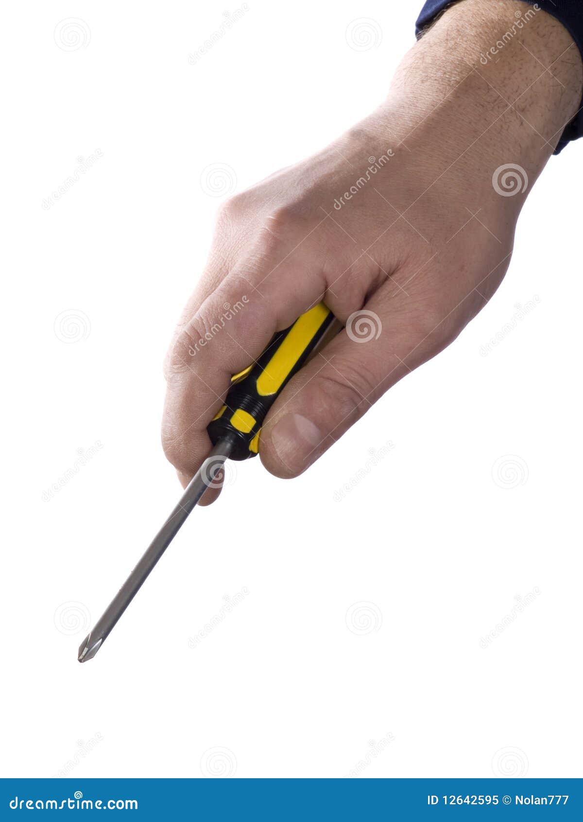 Screwdriver in the hands stock image. Image of toolkit - 12642595