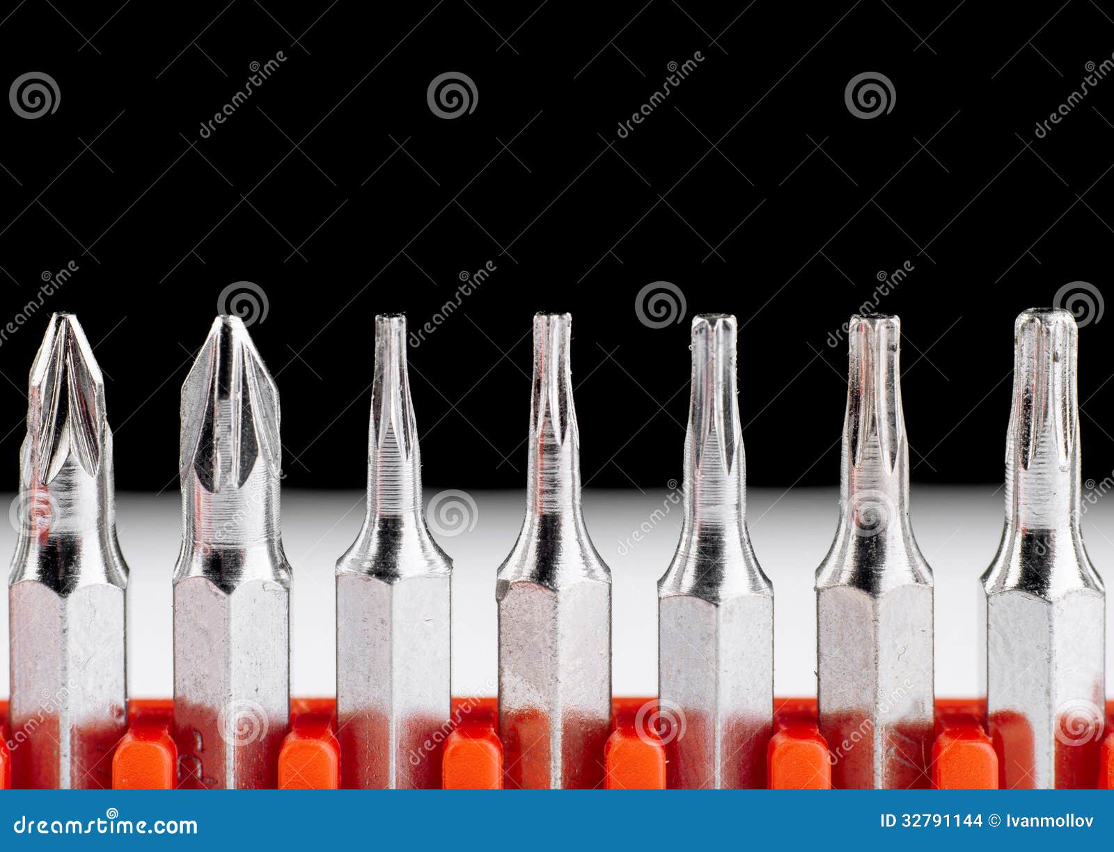 Screwdriver Heads Closeup Isolated on Black and White Stock Photo ...