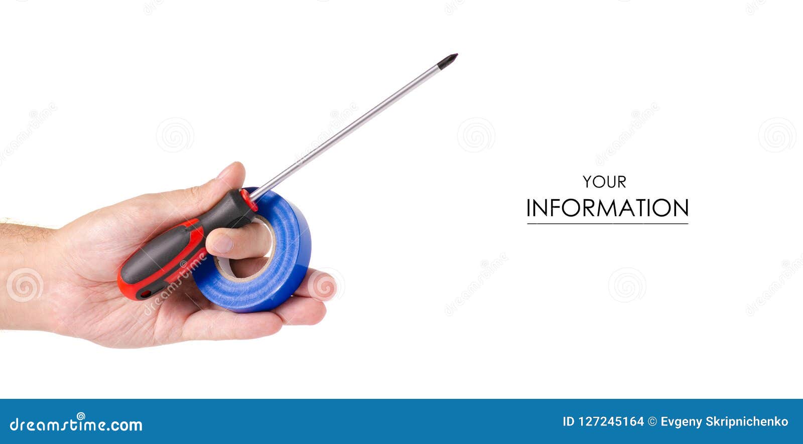 Screwdriver and Insulating Tape in Hand Pattern Stock Photo - Image of ...