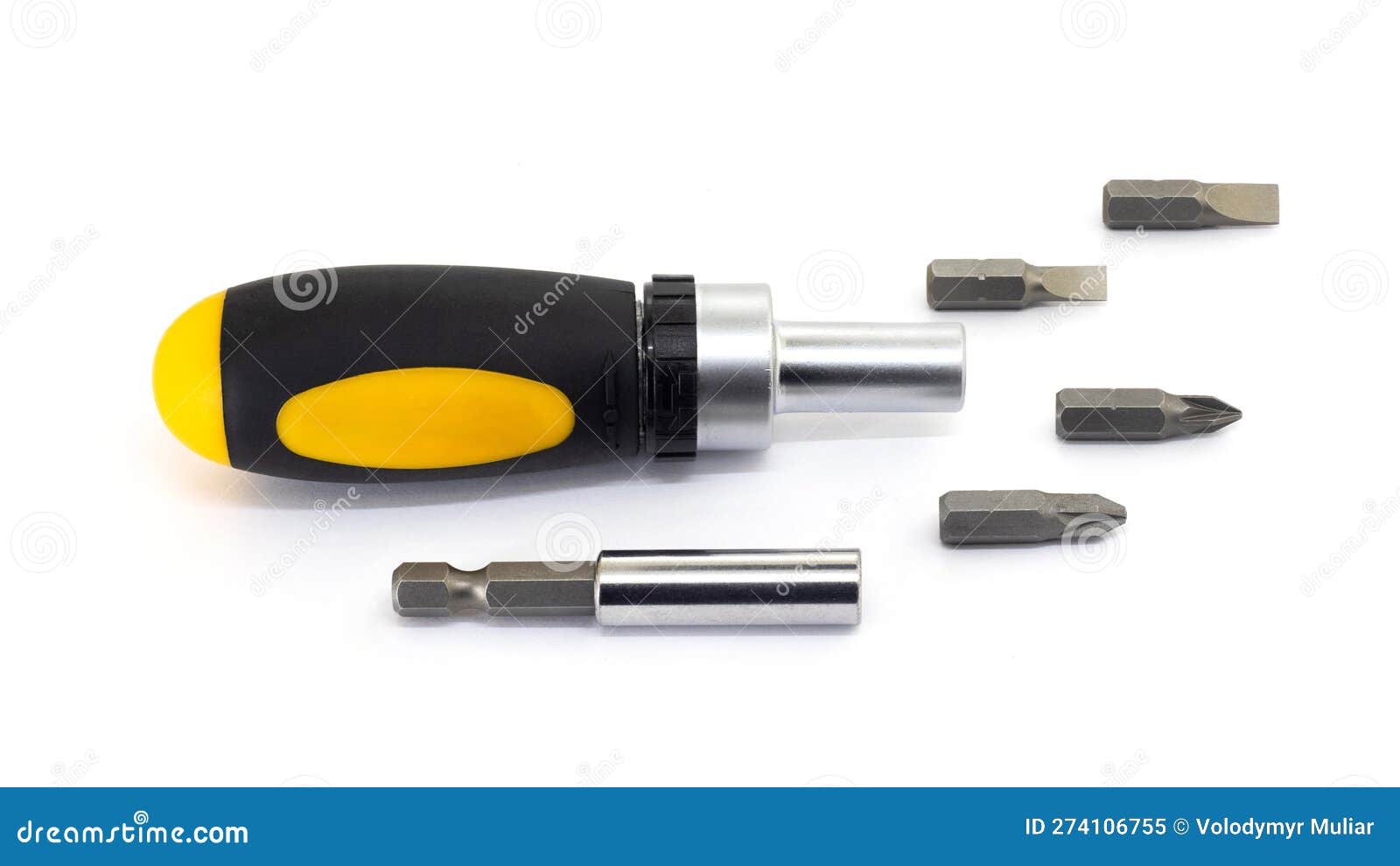 Screwdriver with Interchangeable Bits on White Background Stock Image ...