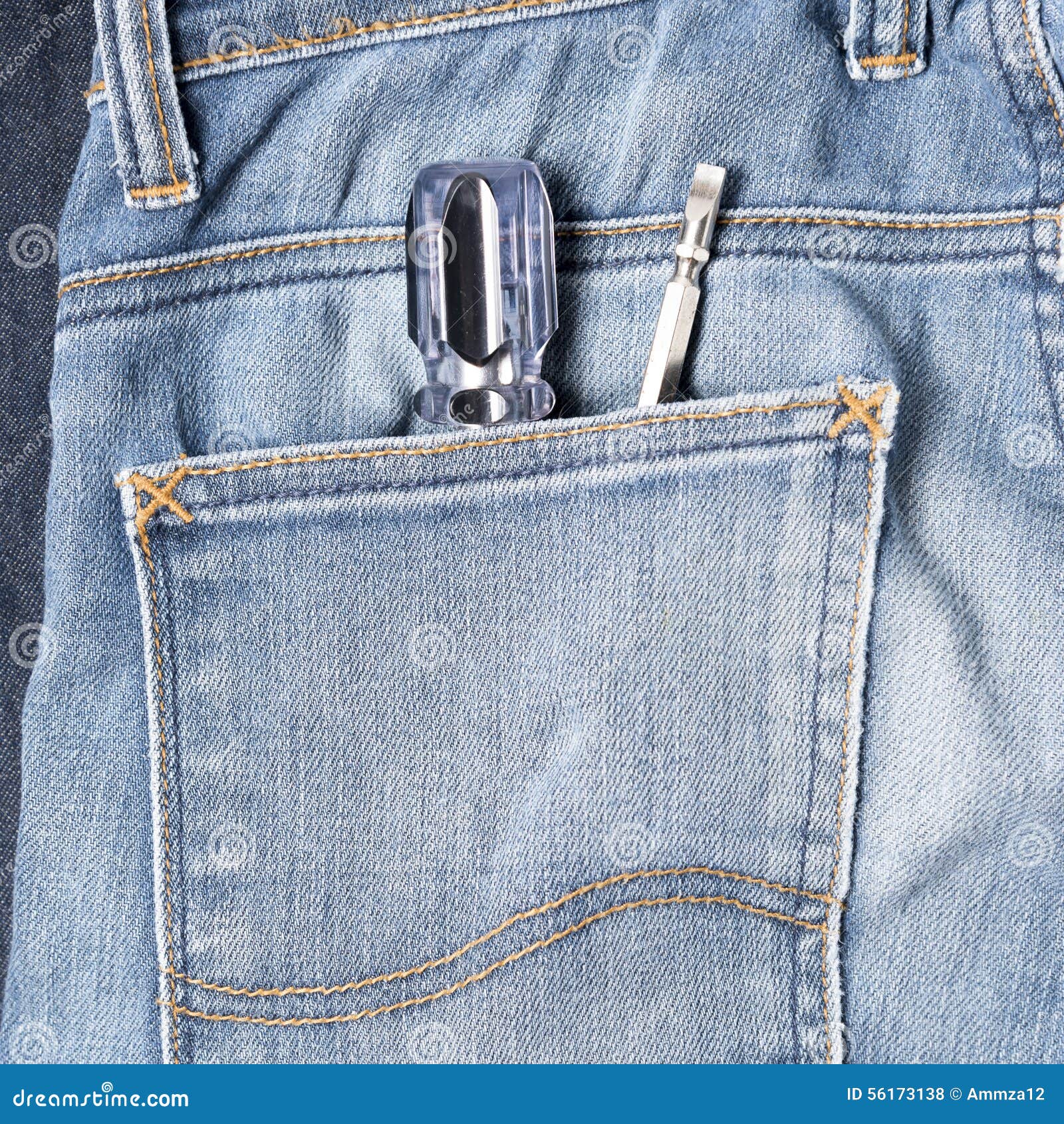 Screwdriver in jean stock photo. Image of color, element - 56173138