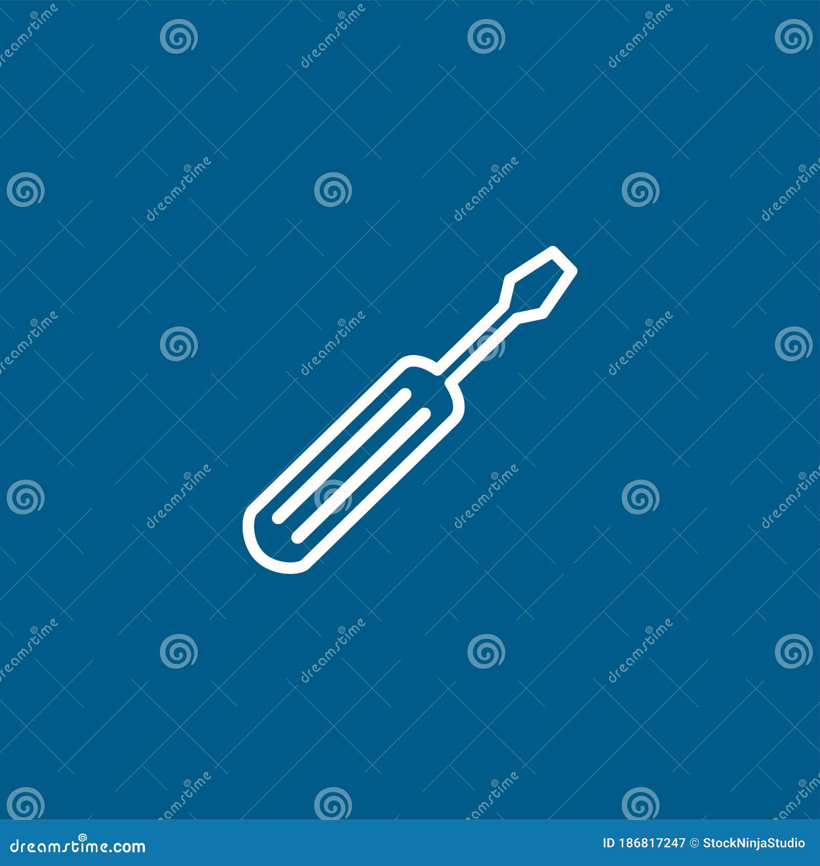 Screwdriver Line Blue Icon on White Background. Blue Flat Style Vector ...
