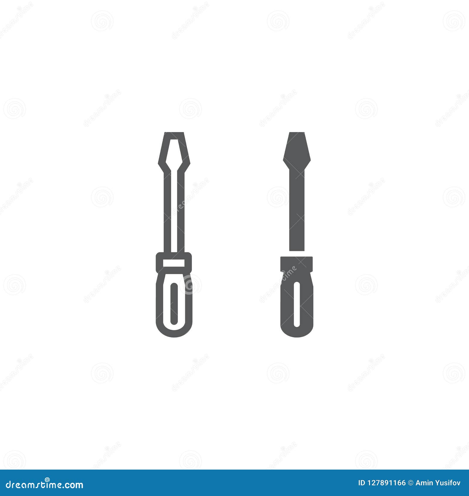 Screwdriver Line and Glyph Icon, Tool and Repair, Equipment Sign ...