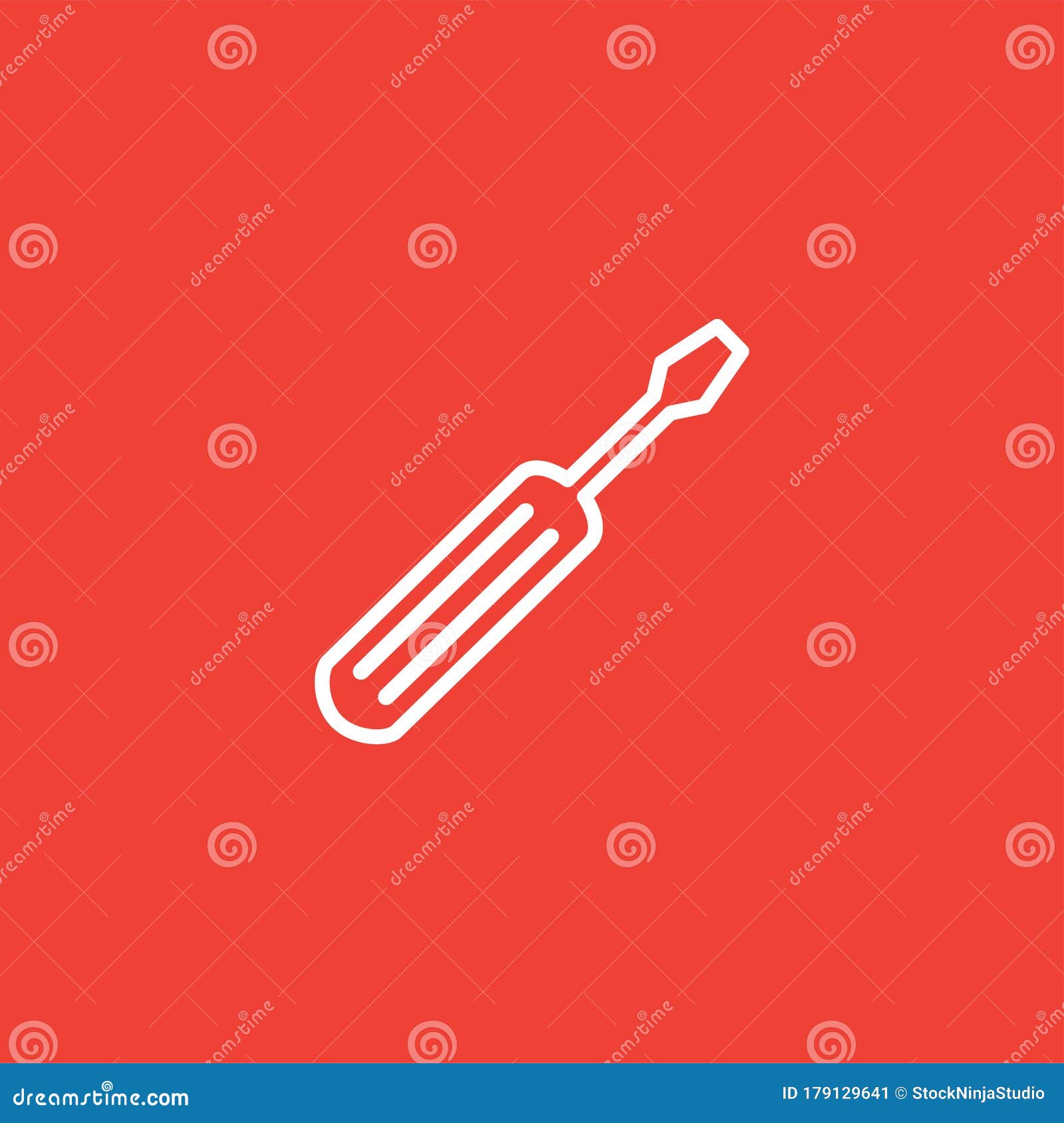 Screwdriver Line Red Icon on White Background. Red Flat Style Vector ...