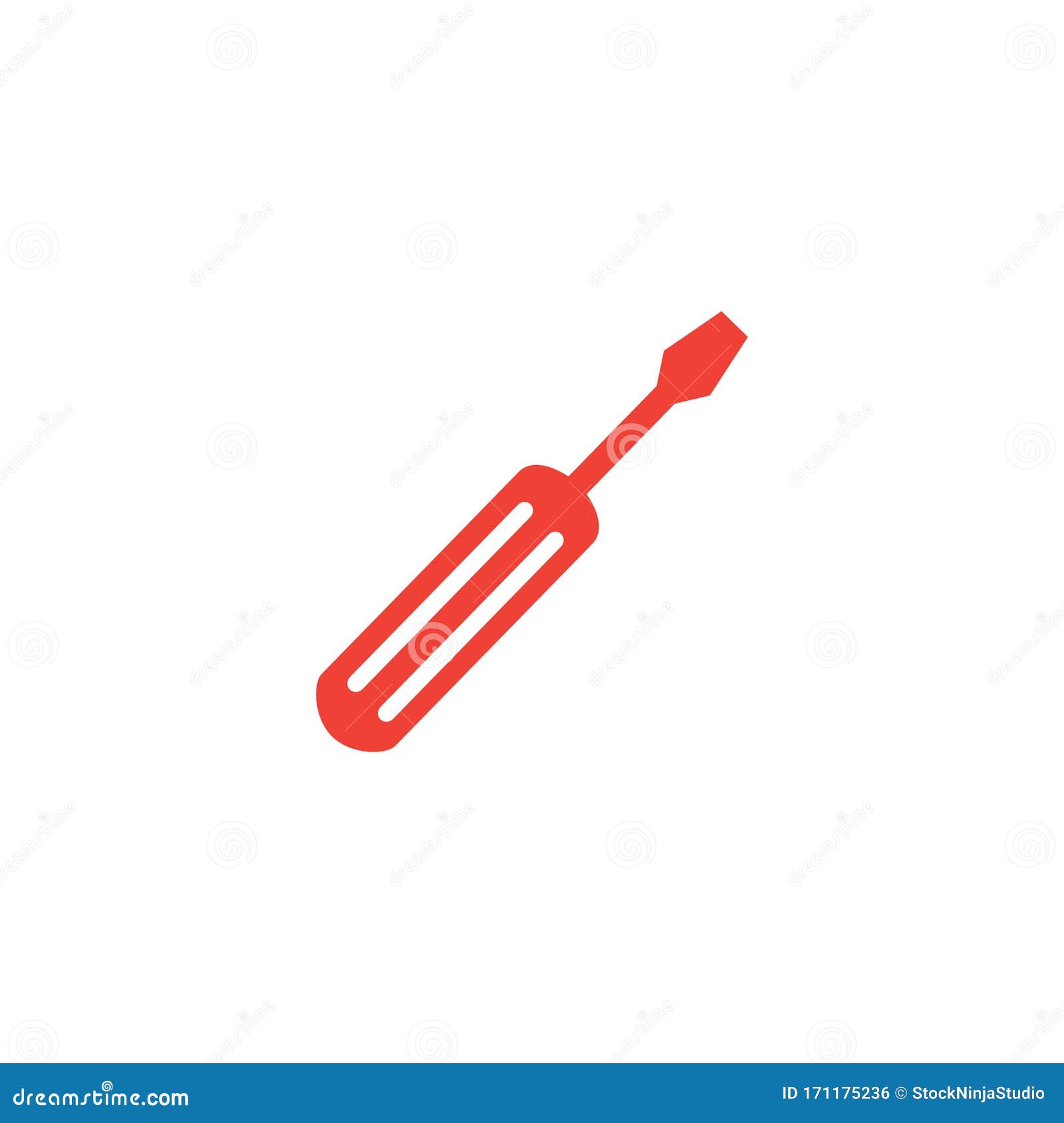 Screwdriver Red Icon on White Background. Red Flat Style Vector ...