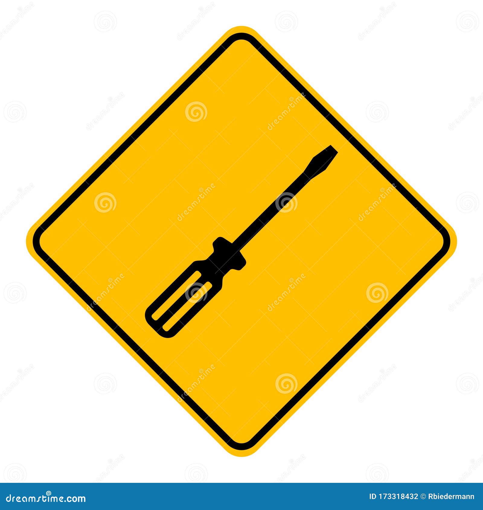 Screwdriver and road sign stock vector. Illustration of sign - 173318432