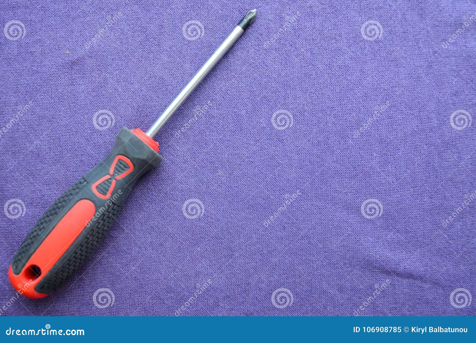 Screwdriver with Rubberized Red-black Handle and Black Tip Stock Image ...