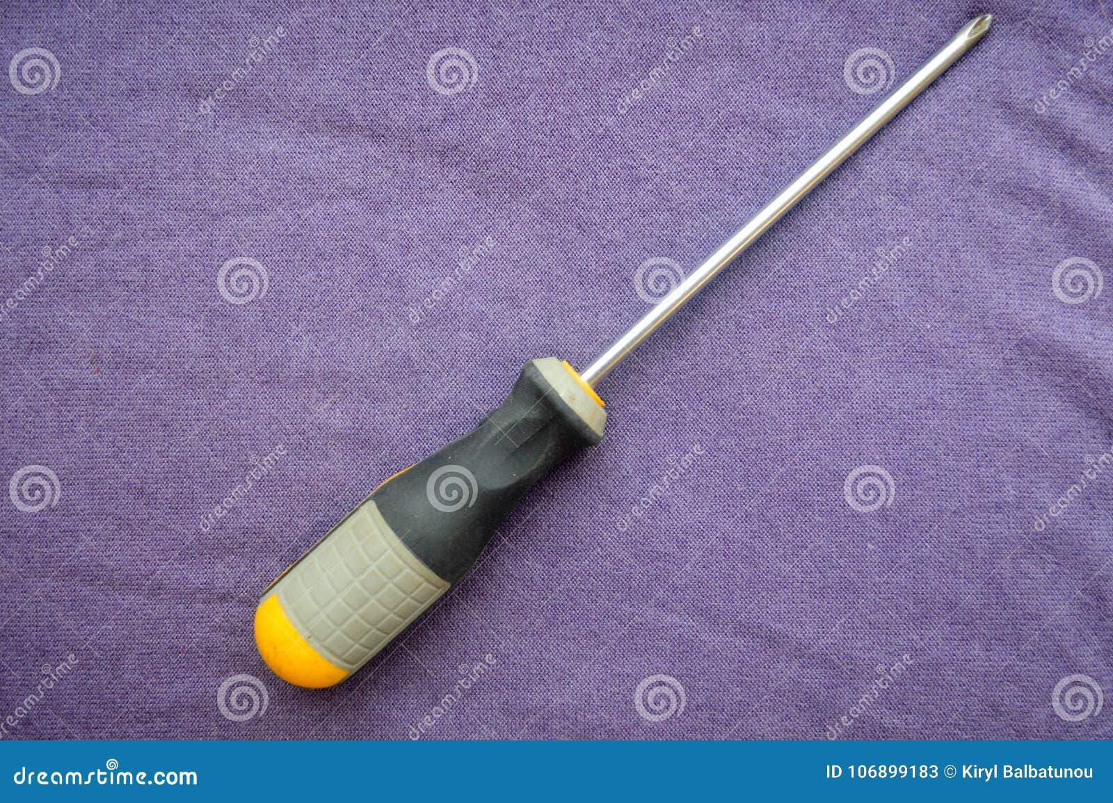 Screwdriver with a Rubberized Yellow-gray Handle Stock Image - Image of ...