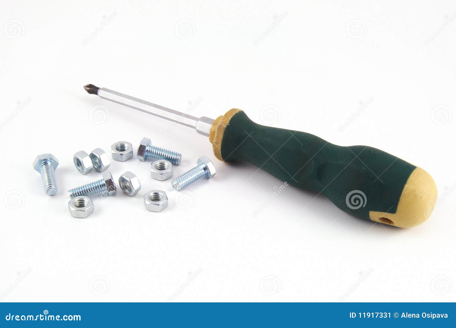 Screwdriver and screws stock image. Image of bolt, close - 11917331