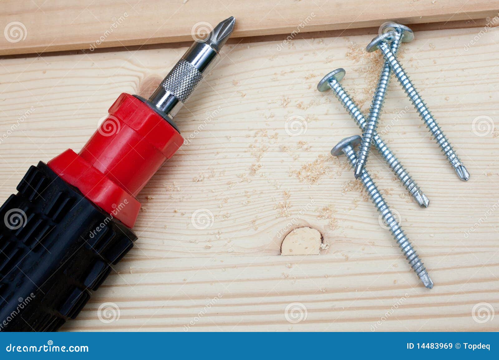 Screwdriver, Screws and Wood Planks Stock Image - Image of carpentry ...