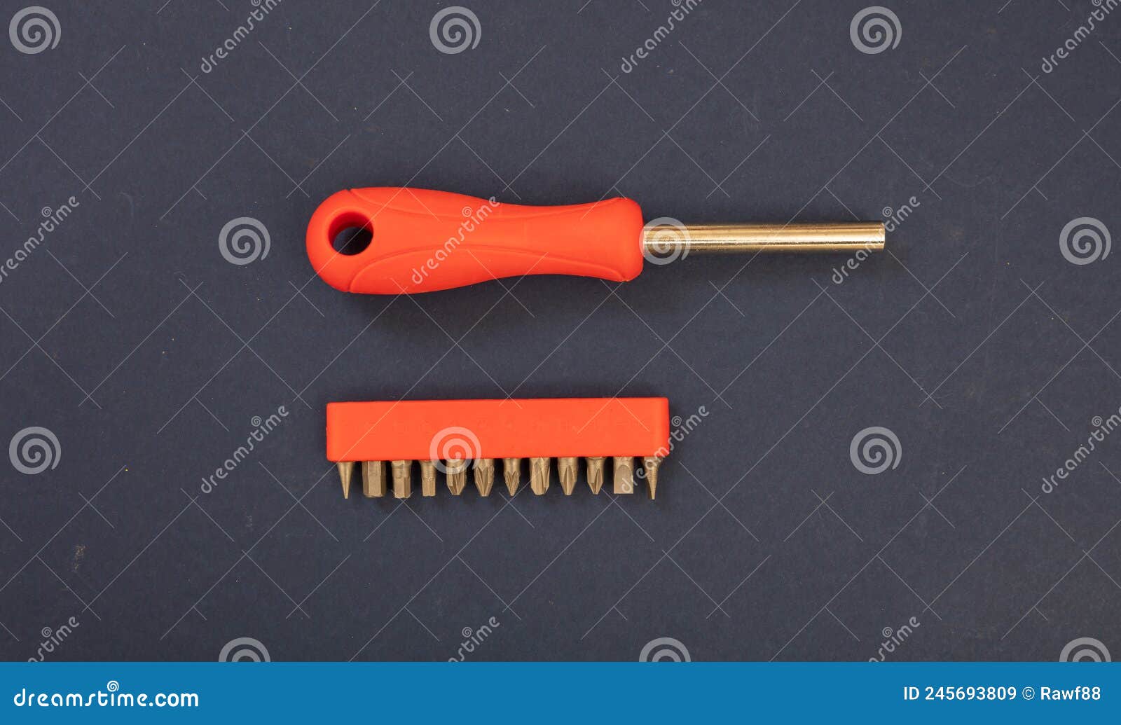 Screwdriver, Socket Wrench and Set of Replaceable Bit, Orange Rubber ...