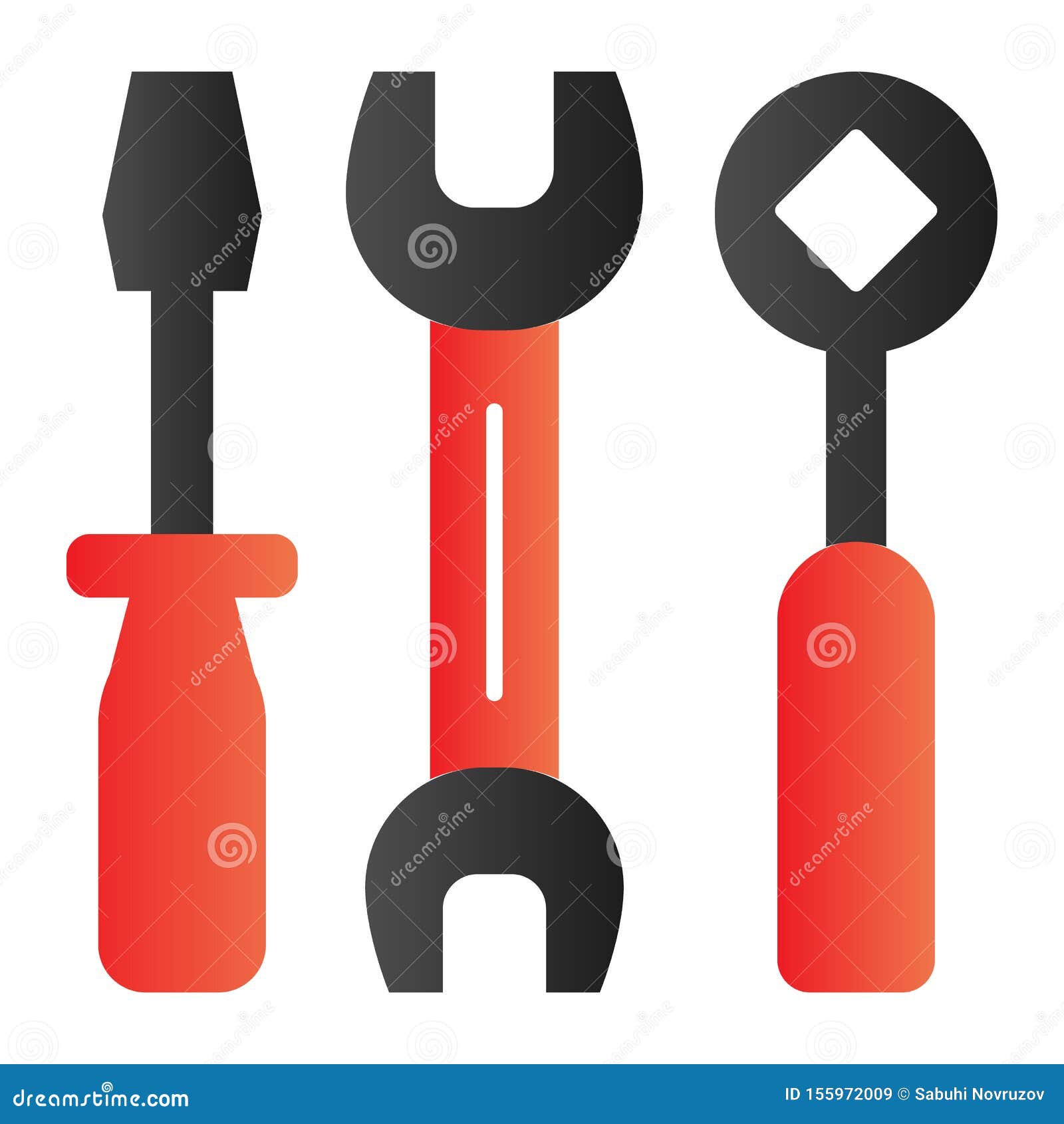 Screwdriver, Spanner and Wrench Flat Icon. Tools Color Icons in Trendy ...