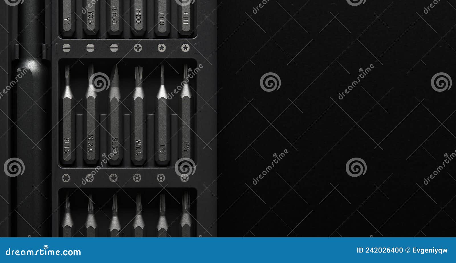 Screwdriver Tips Different Shapes and Sizes Close Up. Manual Metal Mini ...