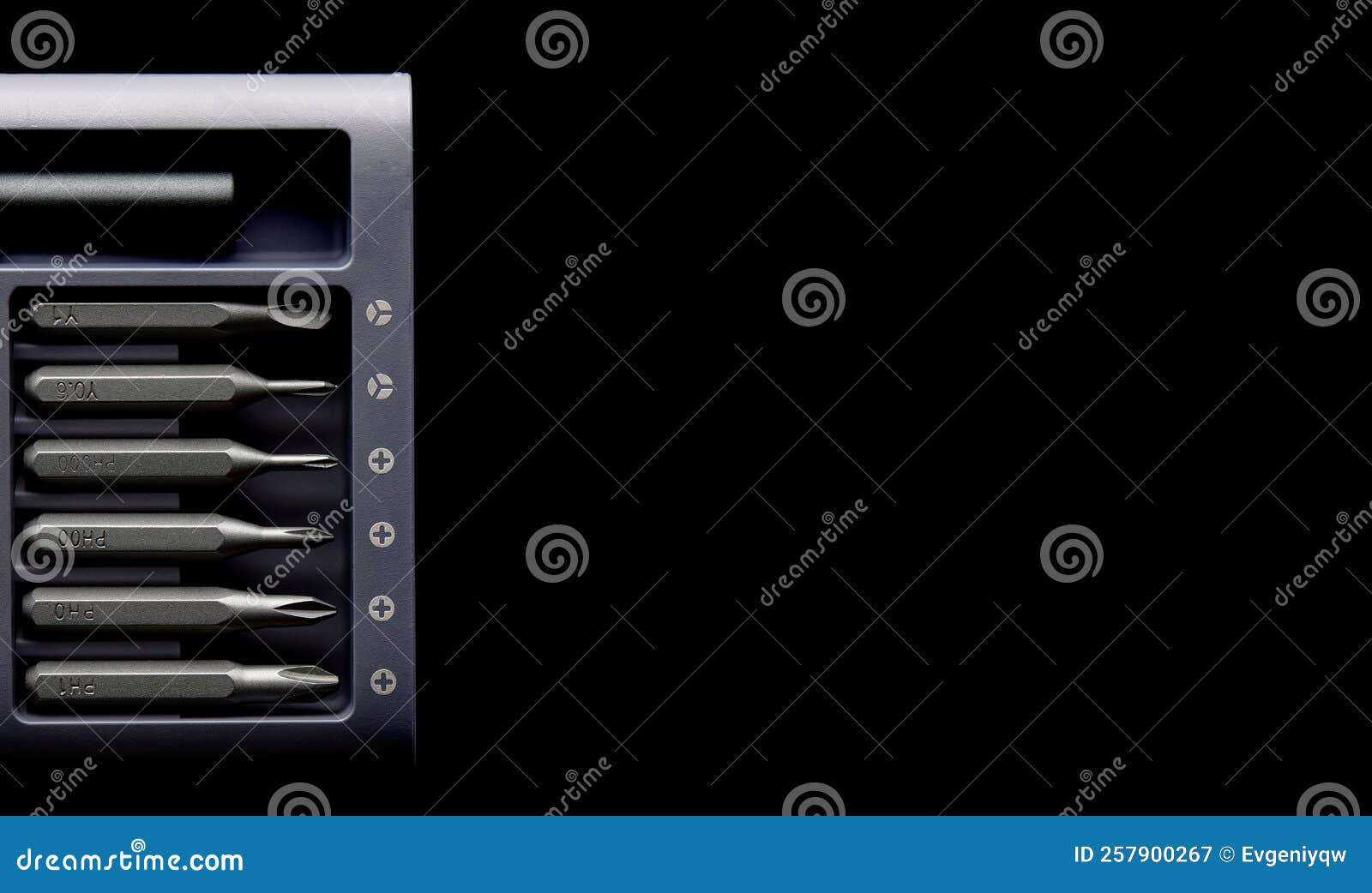 Screwdriver Tips Different Shapes and Sizes Close Up. Manual Metal Mini ...